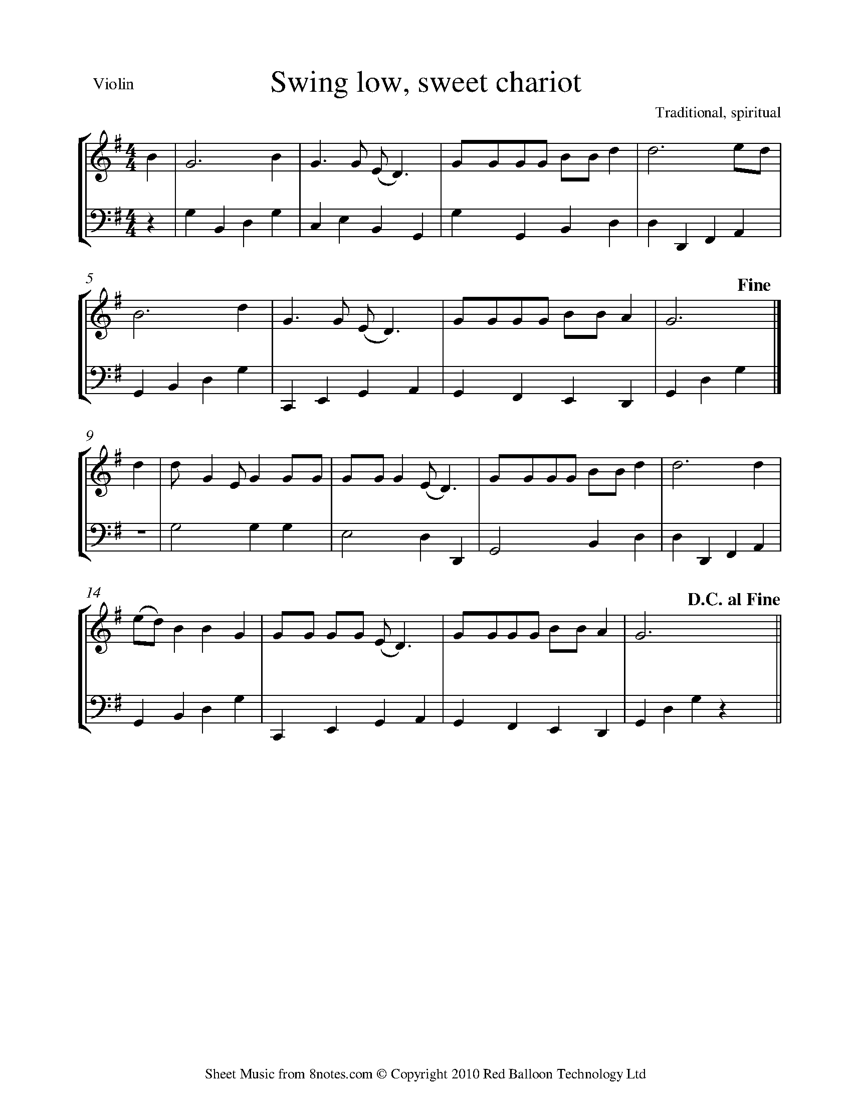 Swing Low Sheet music for Violin-Cello Duet - 8notes.com