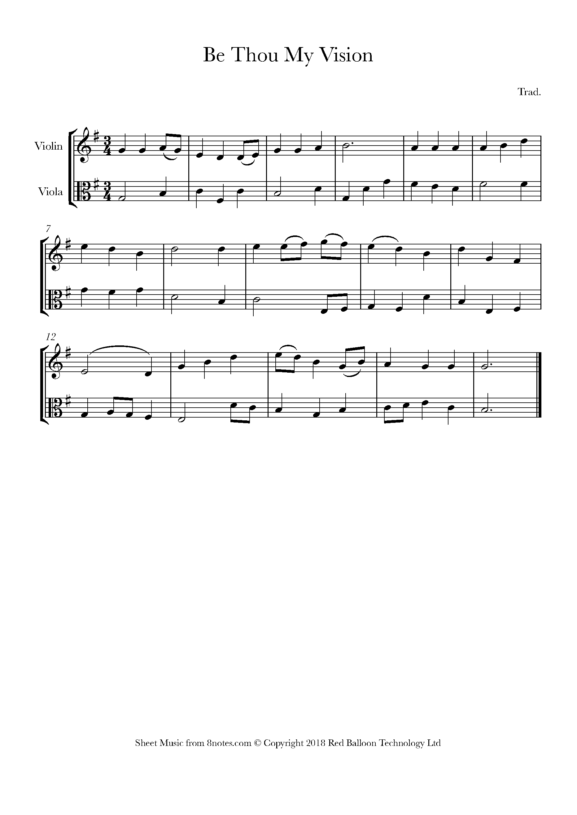 Be Thou My Vision Sheet music for Violin-Viola Duet - 8notes.com