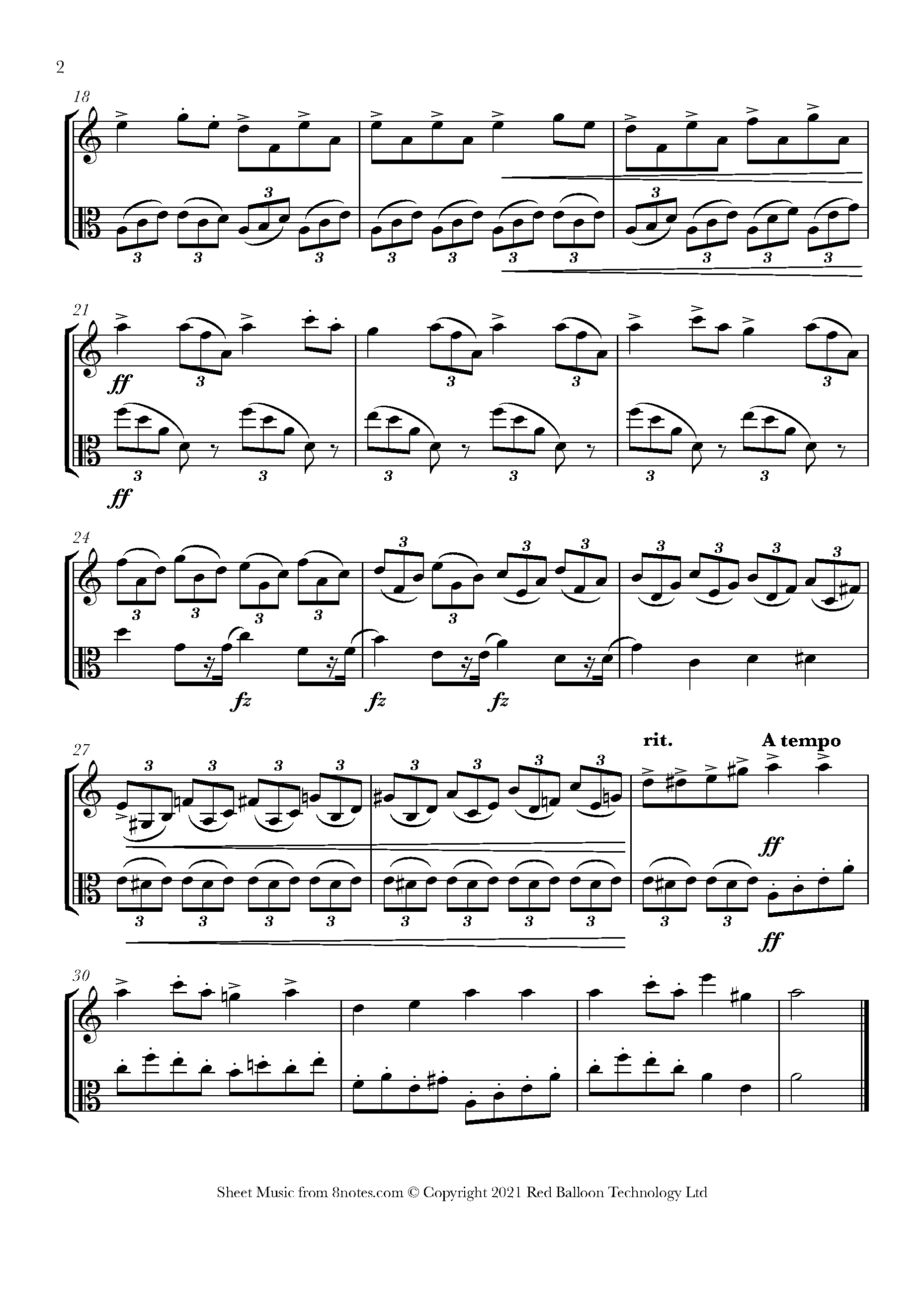 Dvořák - Suite Op. 98, No. V, opening Sheet music for Violin-Viola ...