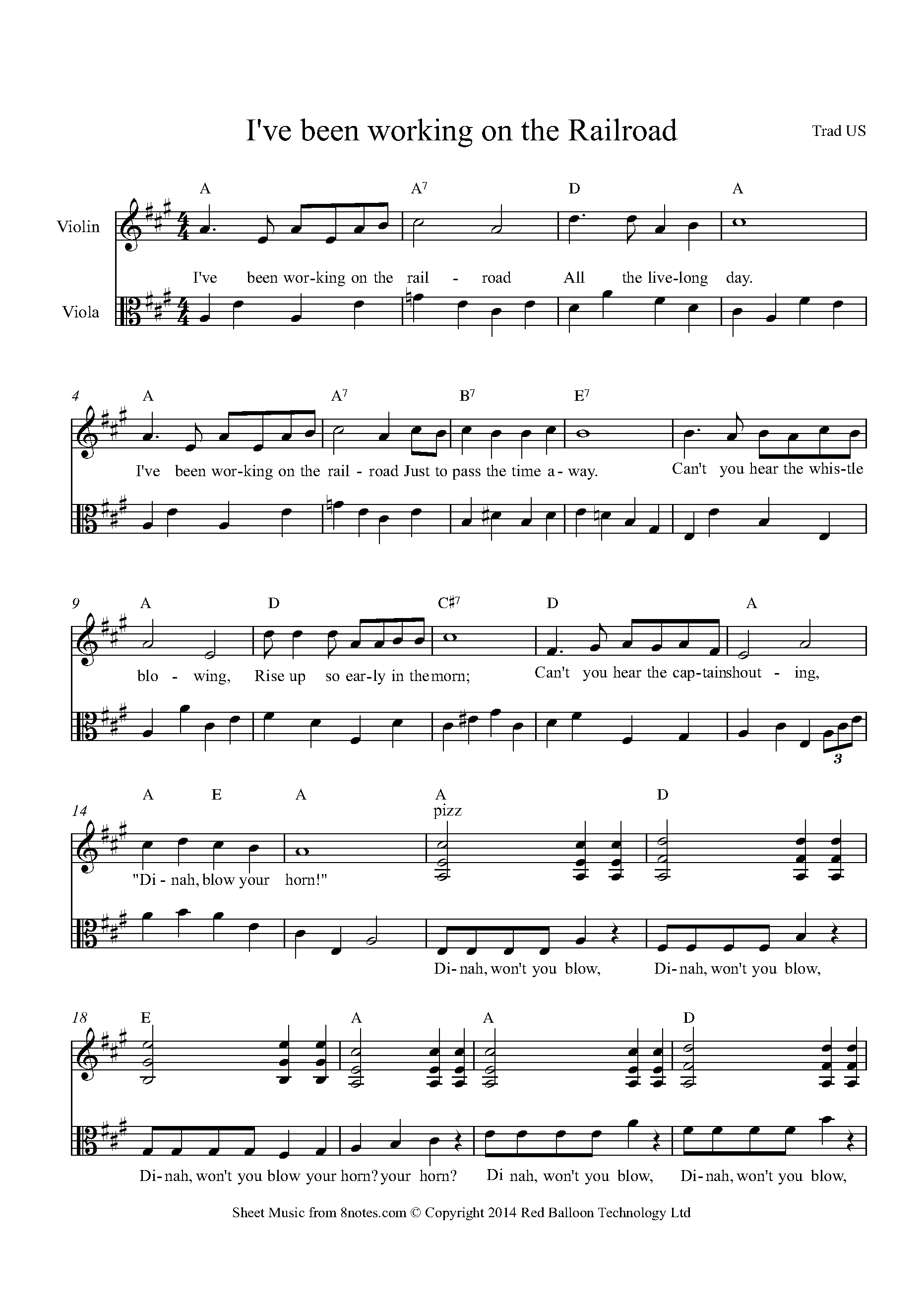 I've been working on the Railroad Sheet music for Violin-Viola Duet ...