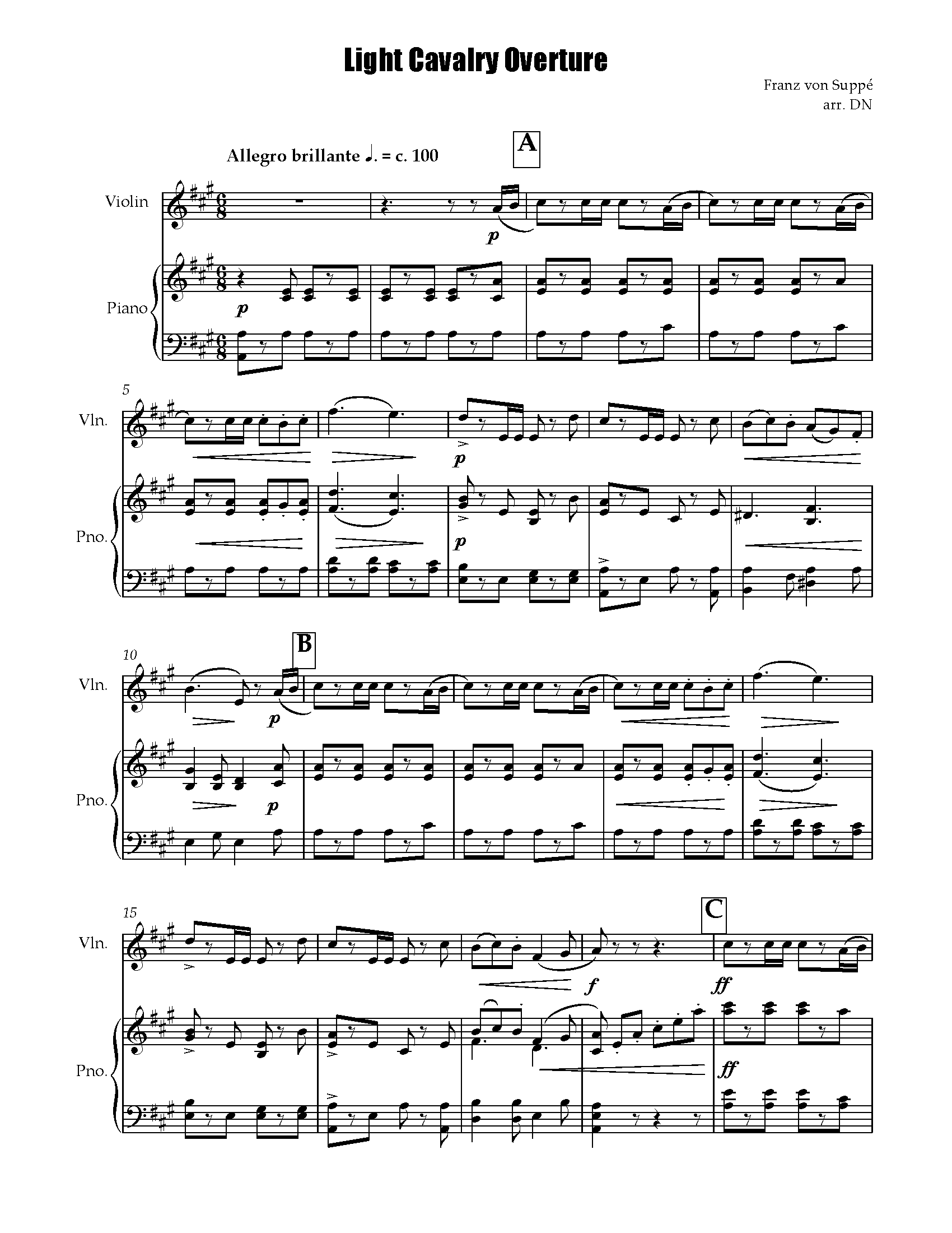 Franz von Suppe - Light Cavalry Overture Sheet music for Violin ...