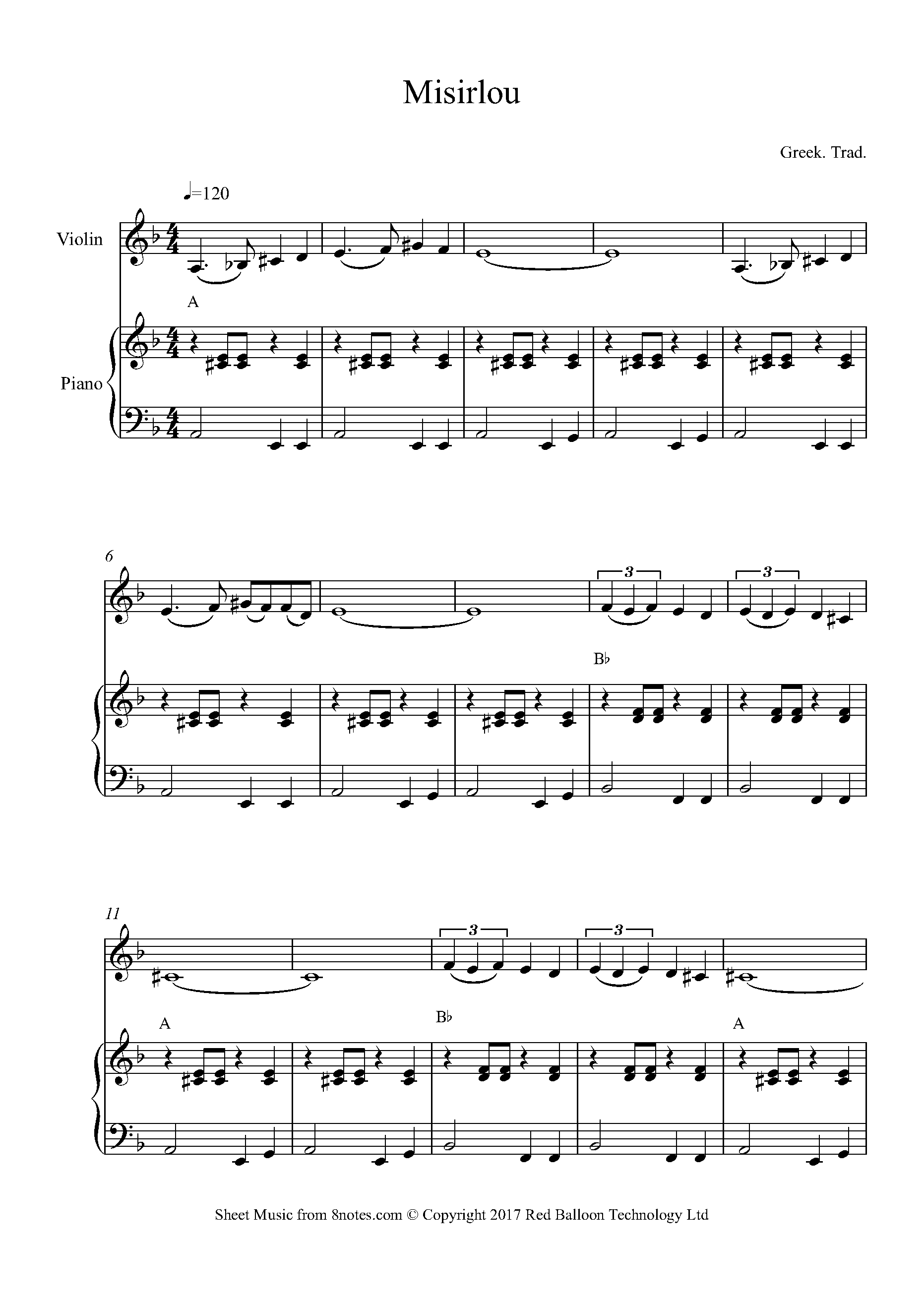 Misirlou Sheet music for Violin - 8notes.com
