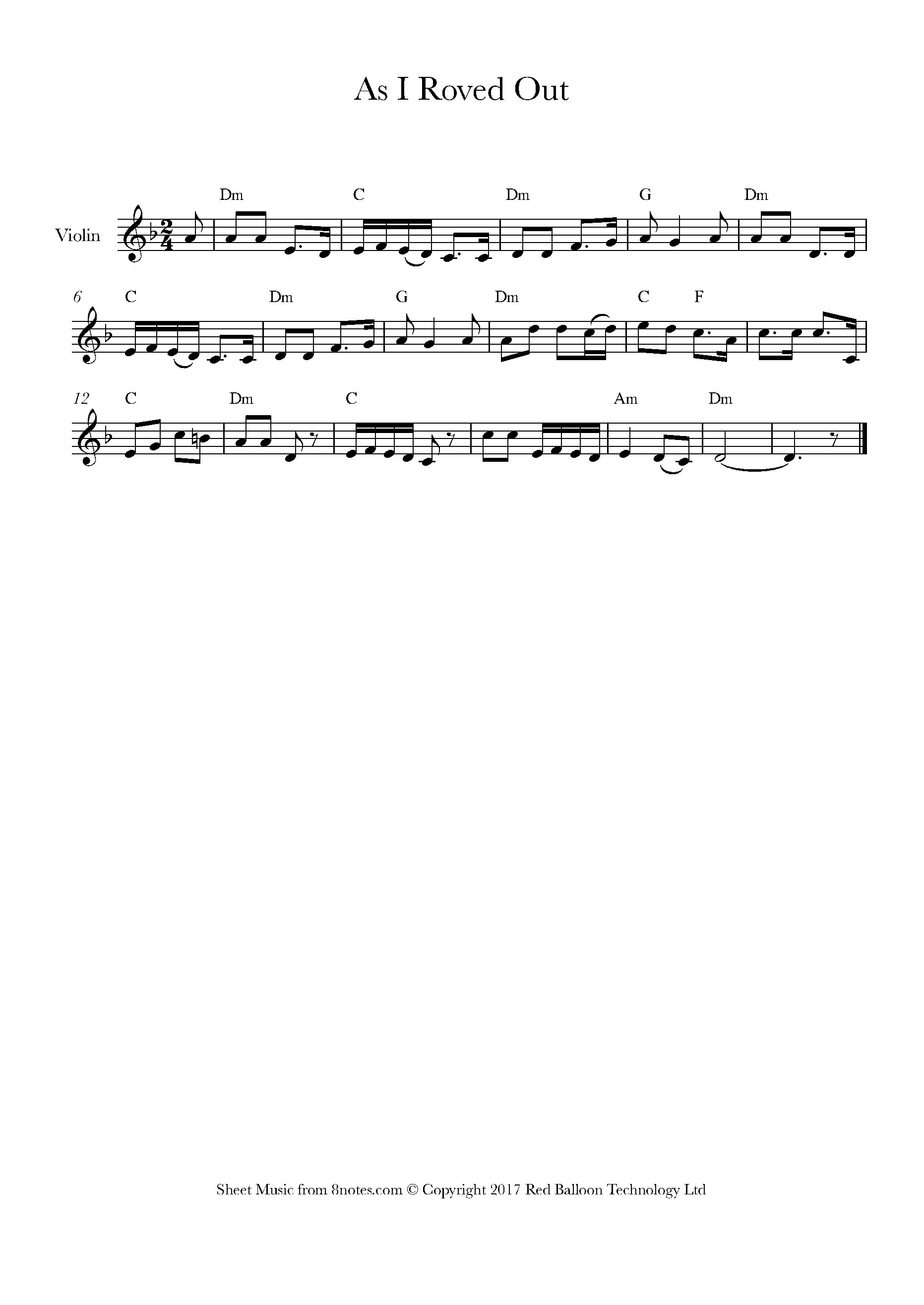As I Roved Out (Irish Trad) Sheet music for Violin - 8notes.com