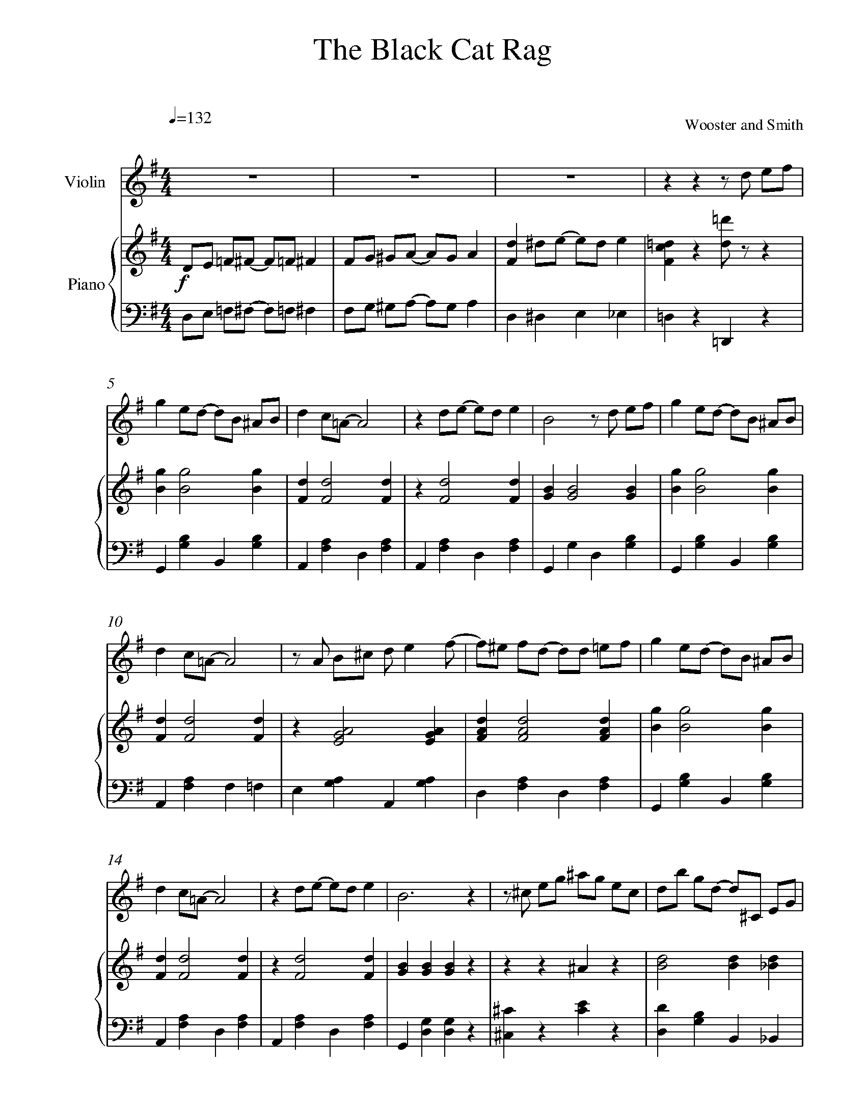 Wooster And Smith - Black Cat Rag Sheet music for Violin - 8notes.com