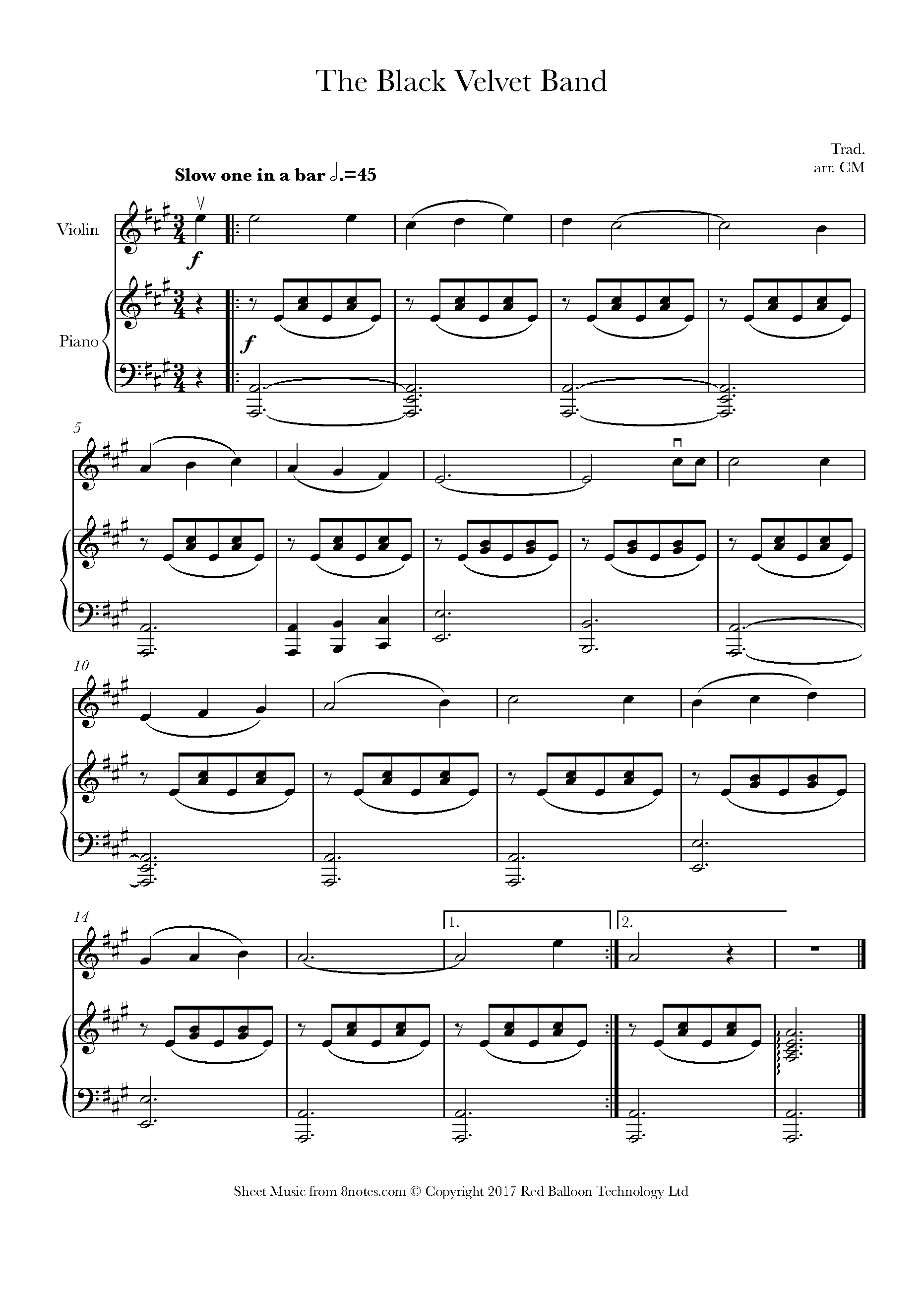 Black Velvet Band Sheet music for Violin - 8notes.com