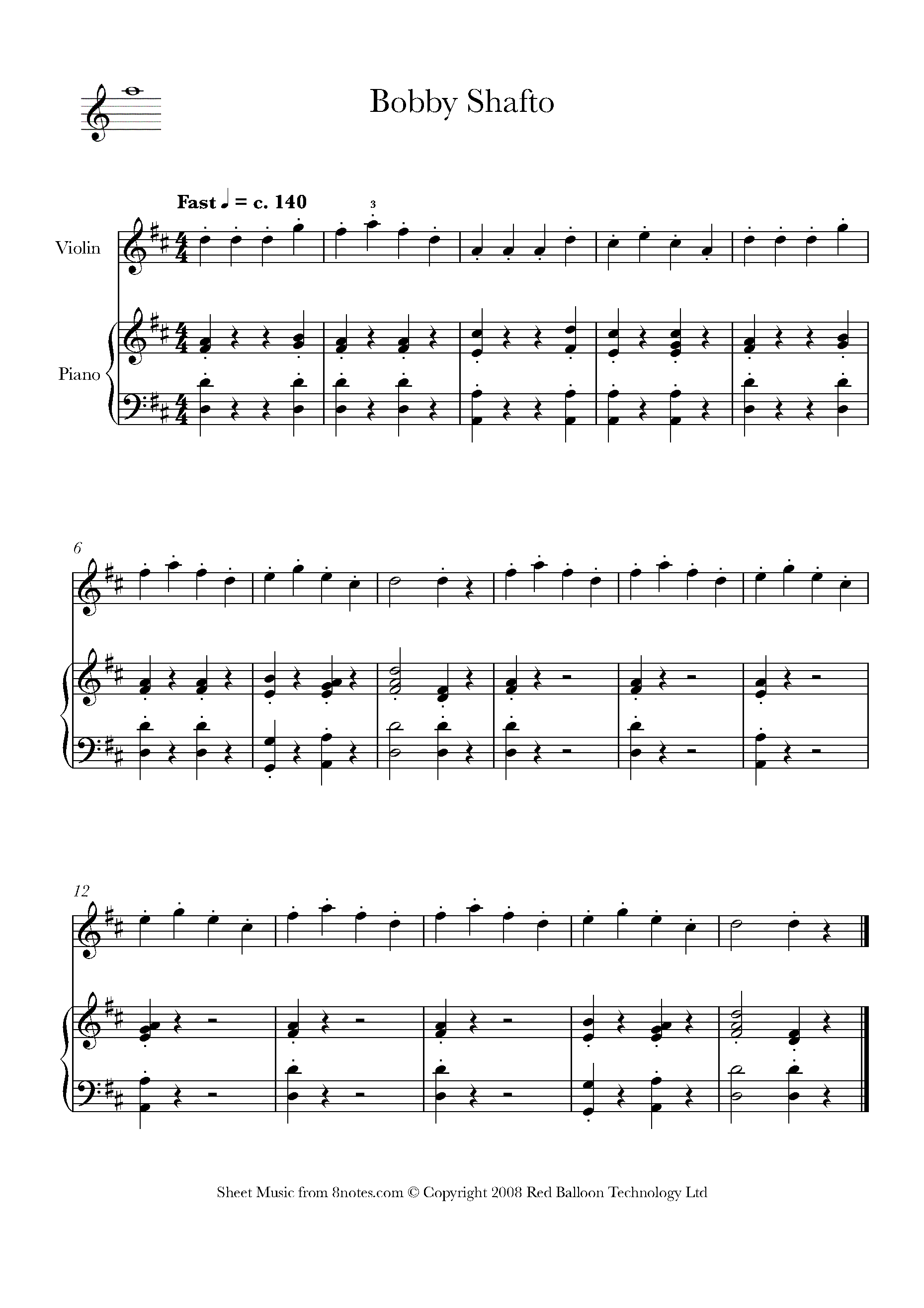 Bobby Shafto Sheet music for Violin - 8notes.com