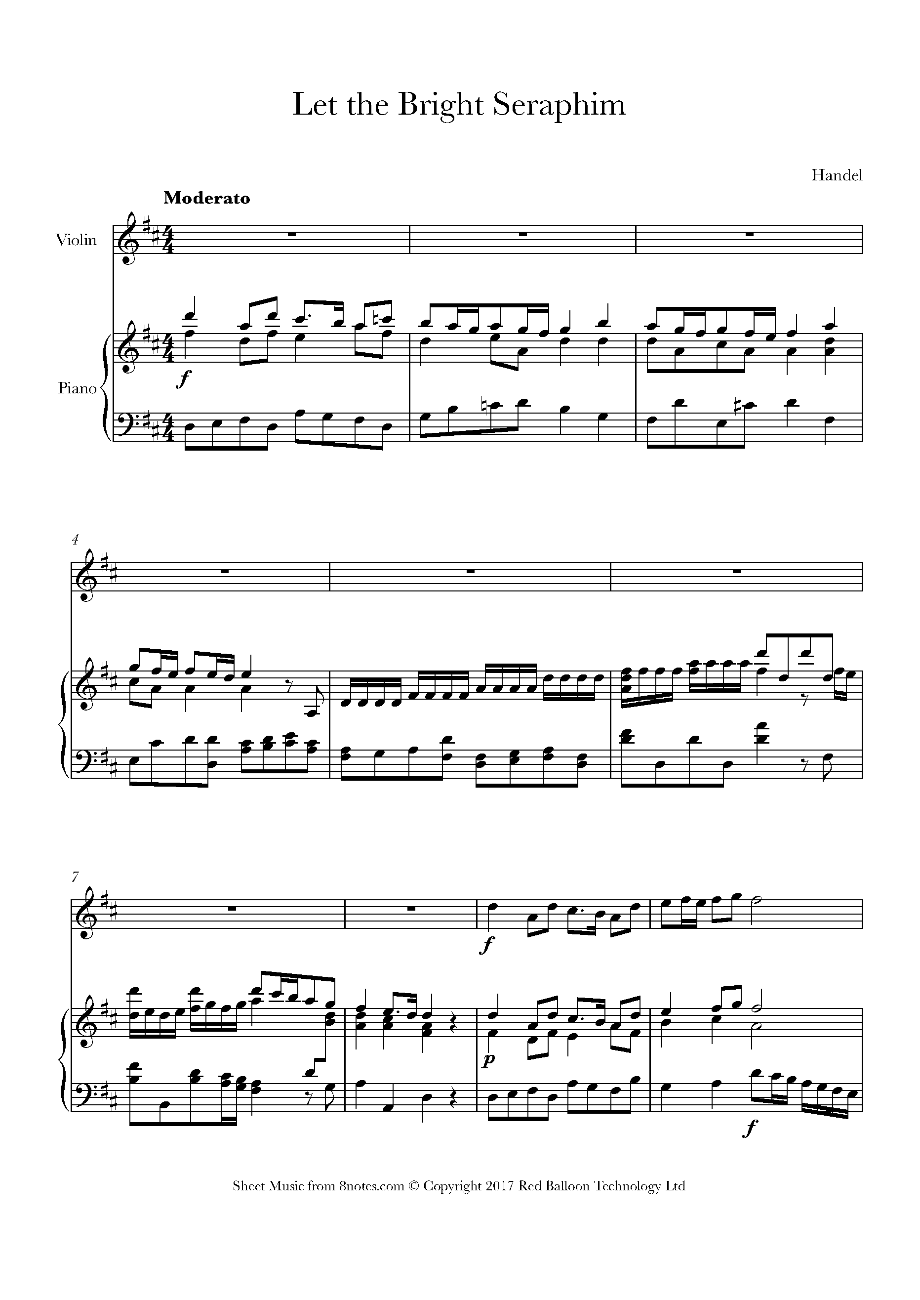 Handel - Let the Bright Seraphim Sheet music for Violin - 8notes.com
