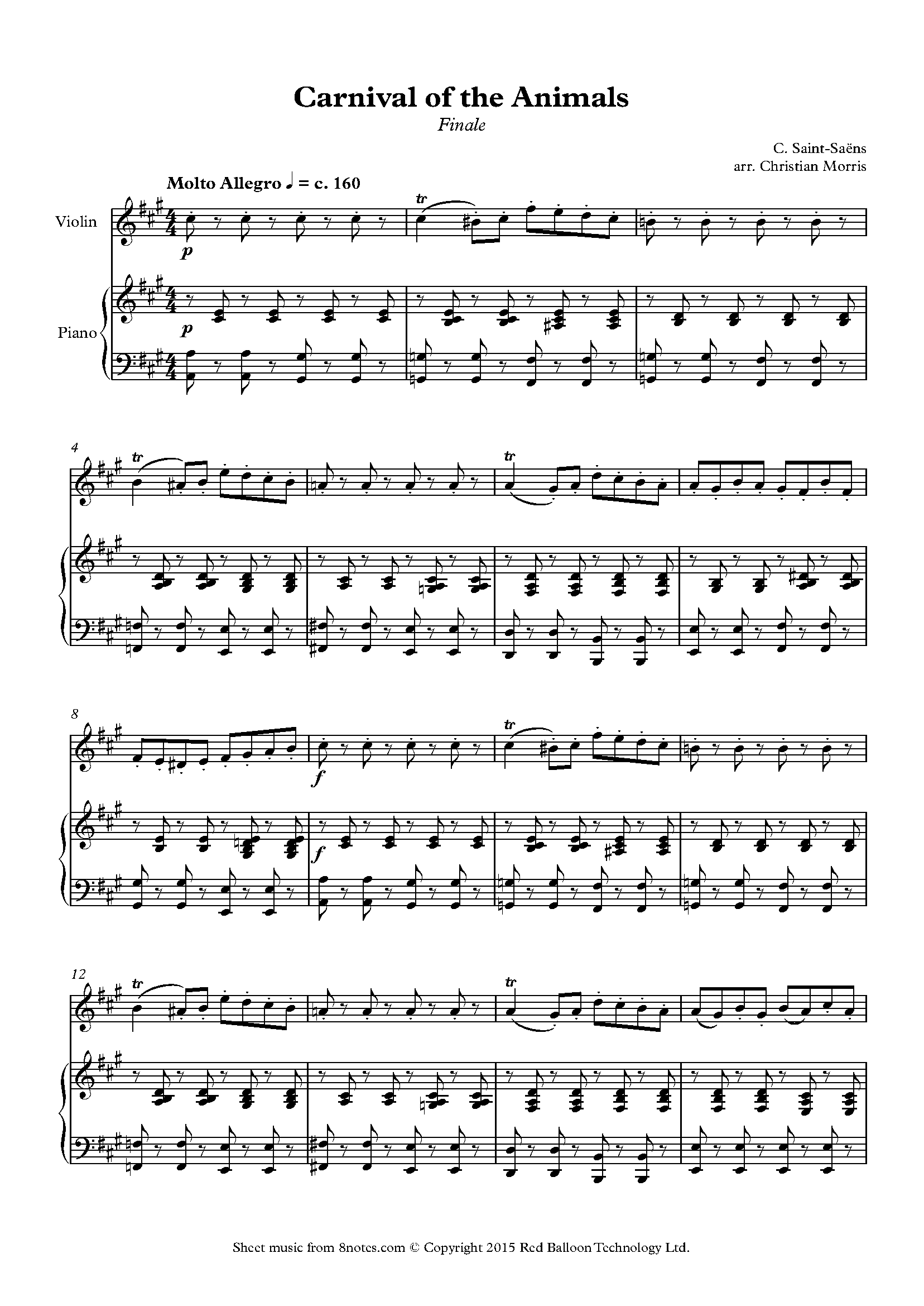 Saint-Saëns - Carnival of the Animals - Finale Sheet music for Violin ...