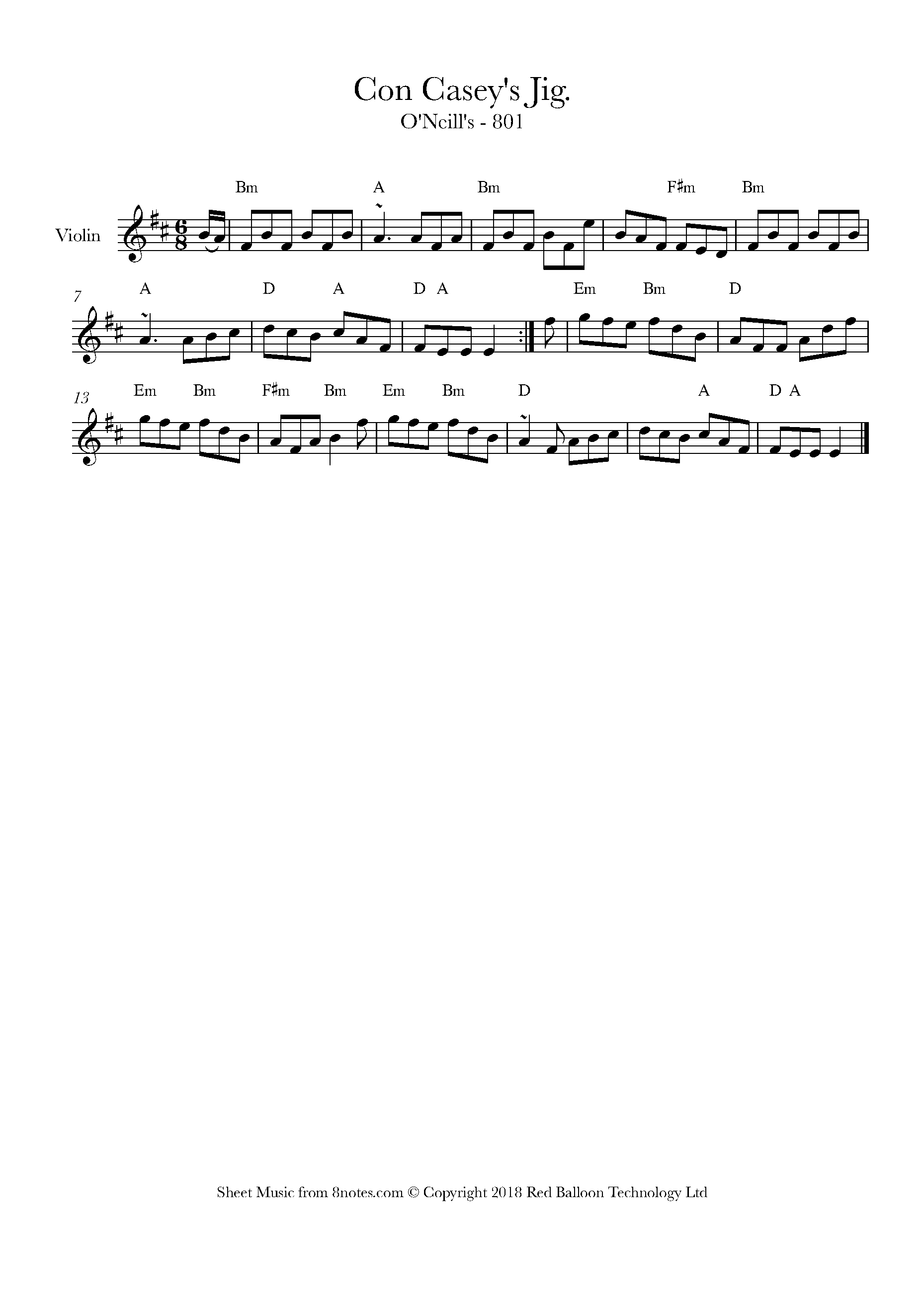 Con Casey's Jig (Irish Folk Song) Sheet music for Violin - 8notes.com