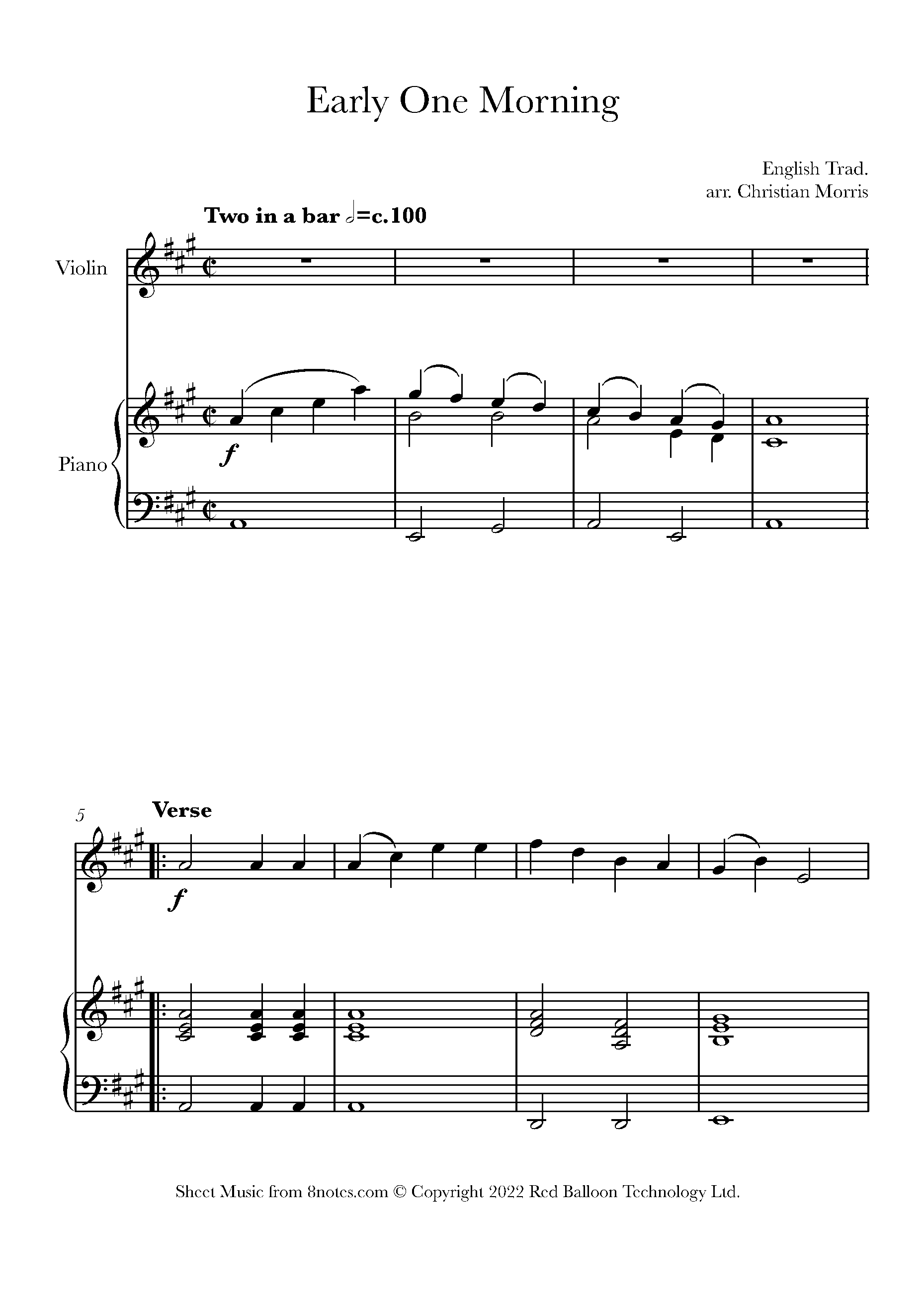 Early One Morning Sheet music for Violin - 8notes.com