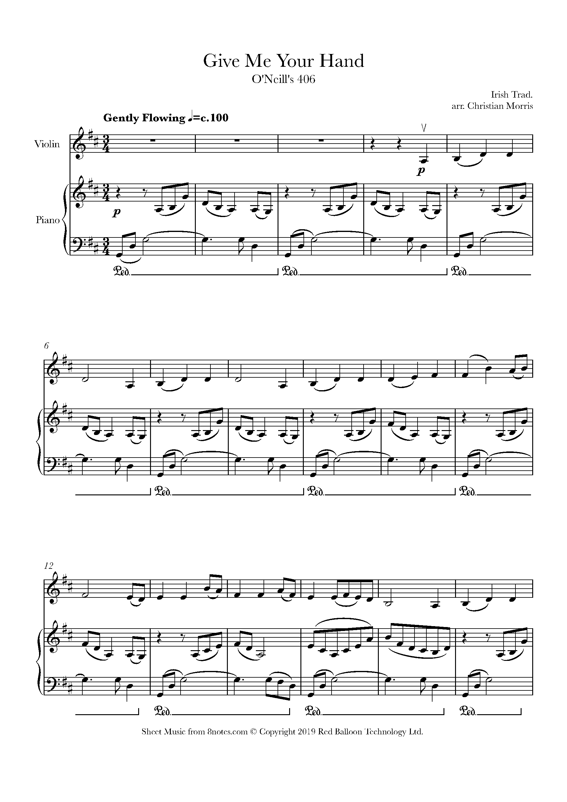 Give Me Your Hand (Irish Trad.) Sheet music for Violin - 8notes.com