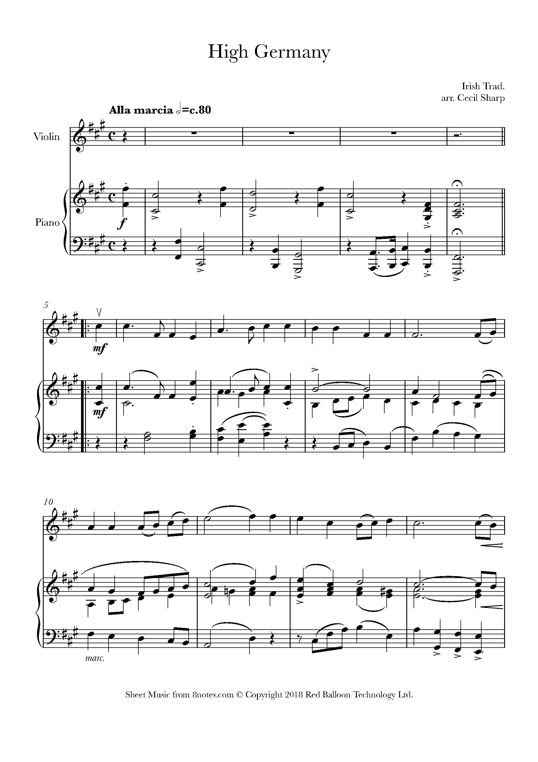High Germany Sheet music for Violin - 8notes.com