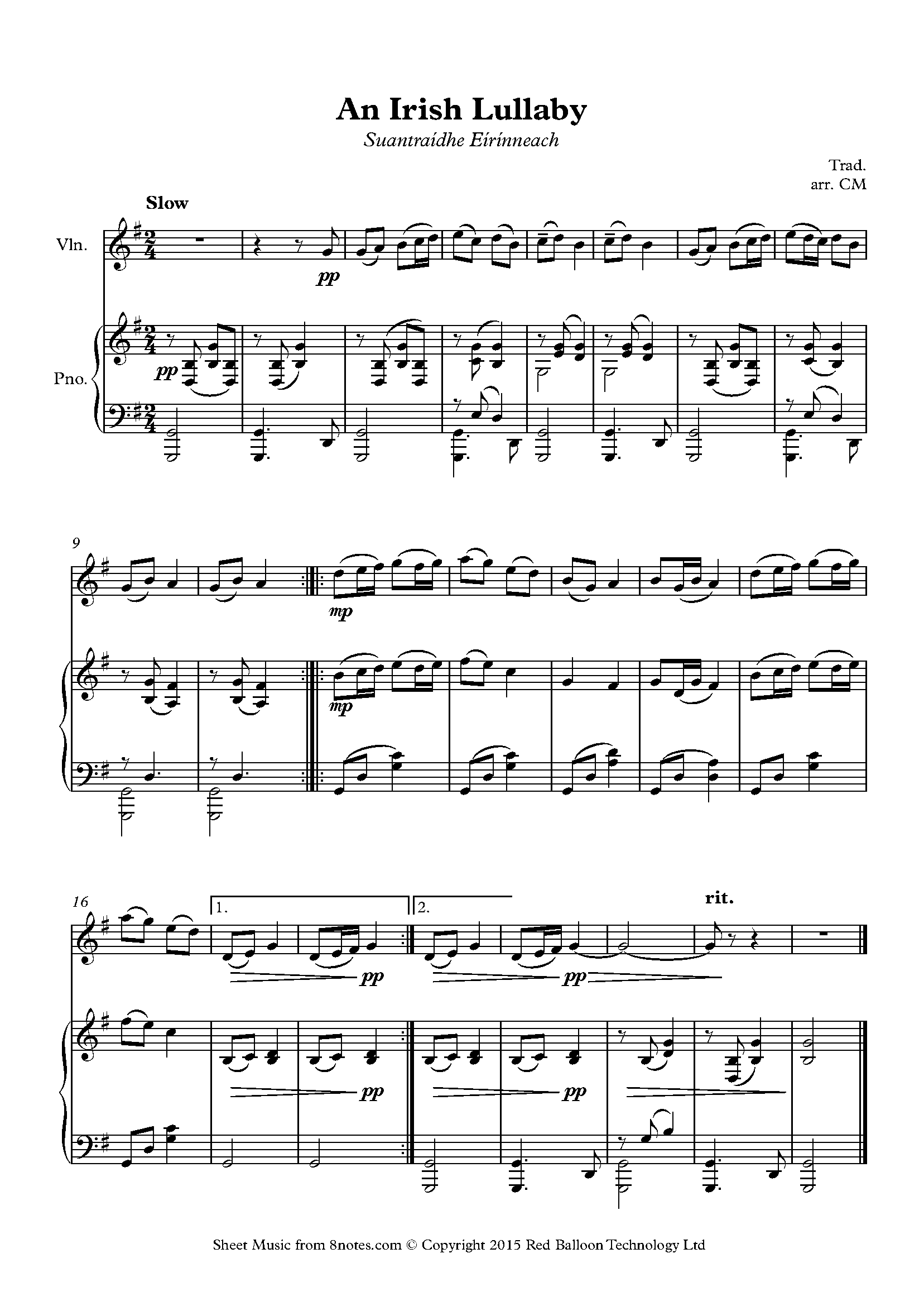 An Irish Lullaby - Suantraídhe Eírínneach Sheet music for Violin ...