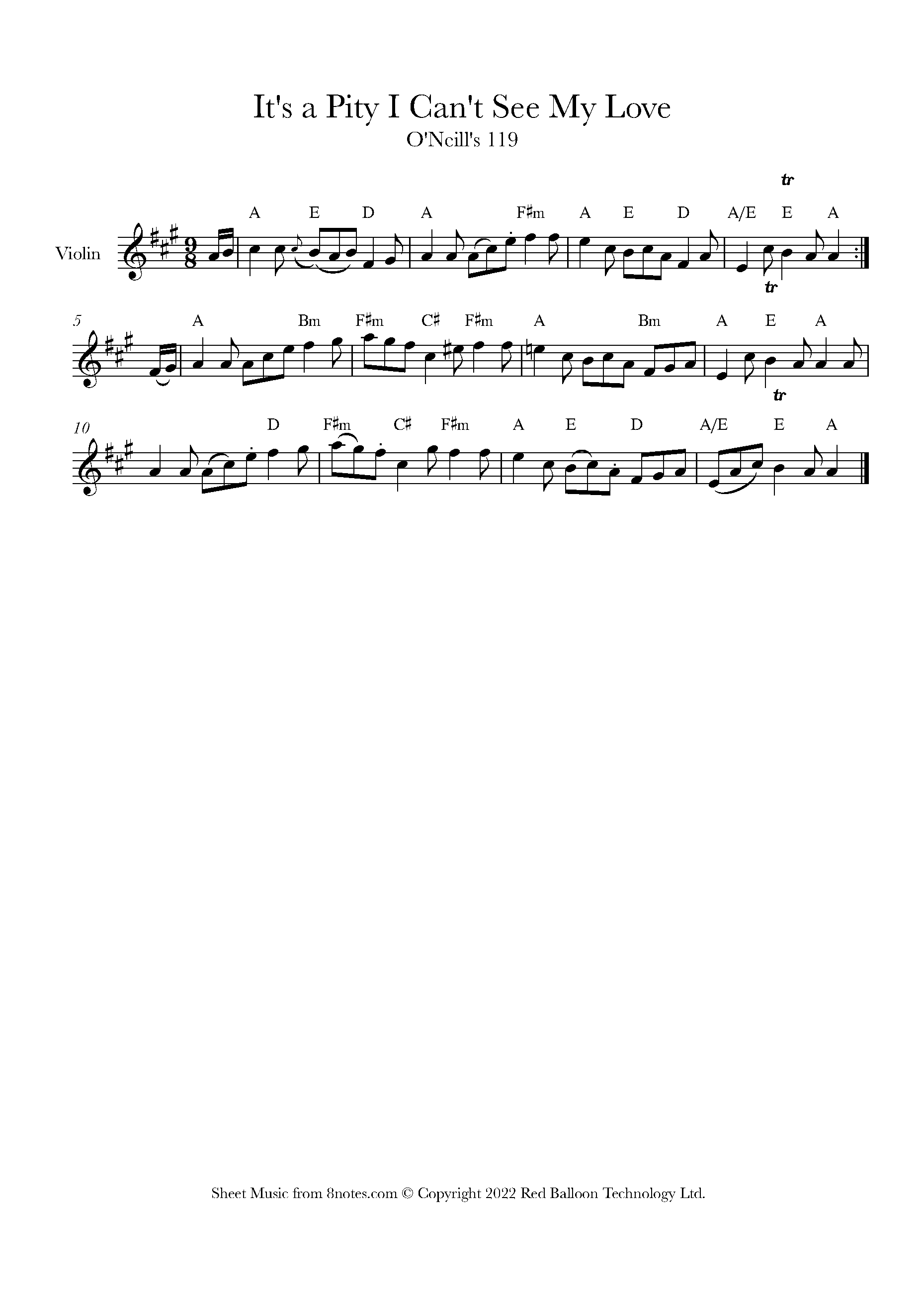 It's a Pity I Can't See My Love (Irish Trad) Sheet music for Violin ...
