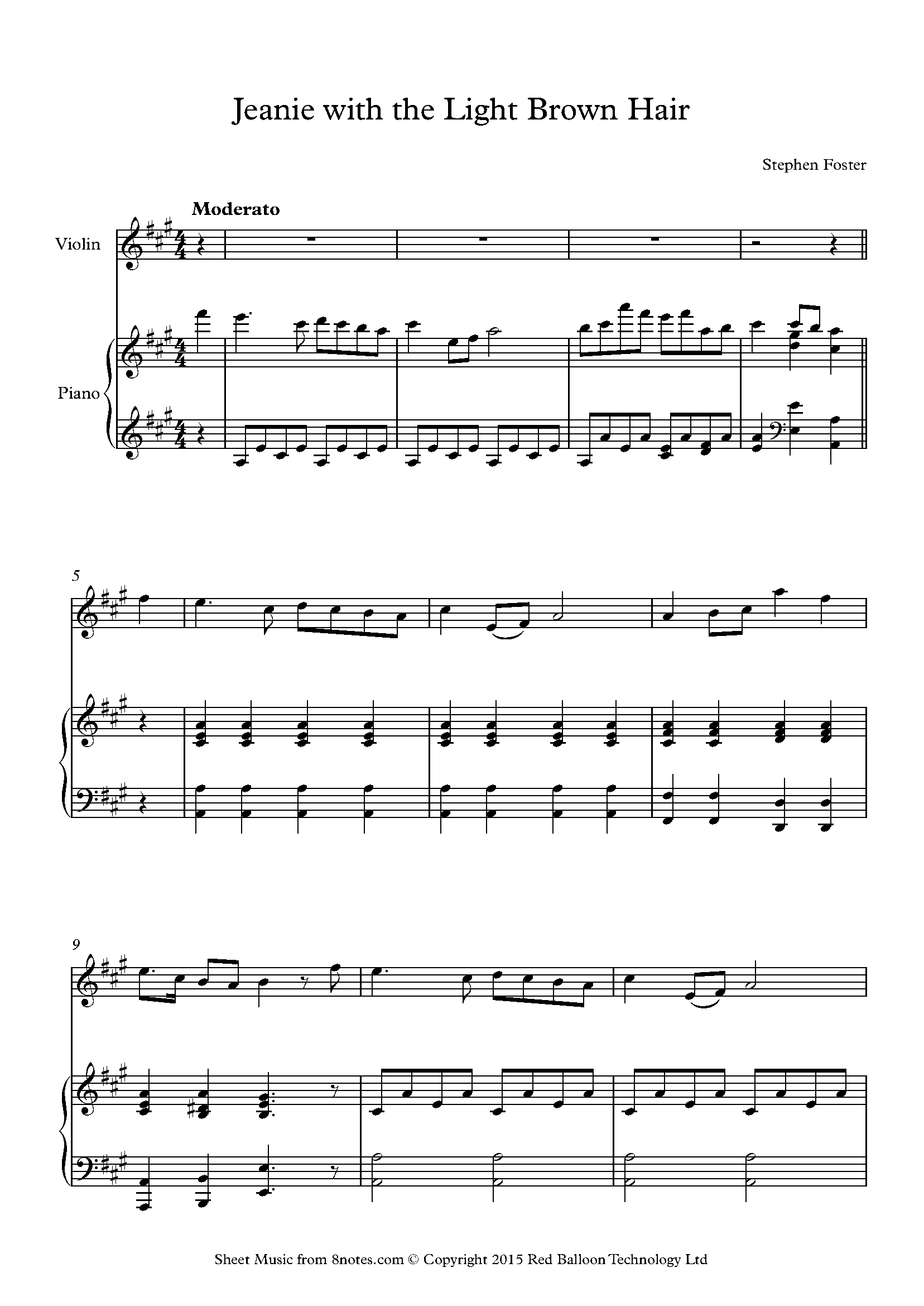 Stephen Foster - Jeanie With The Light Brown Hair Sheet music for ...