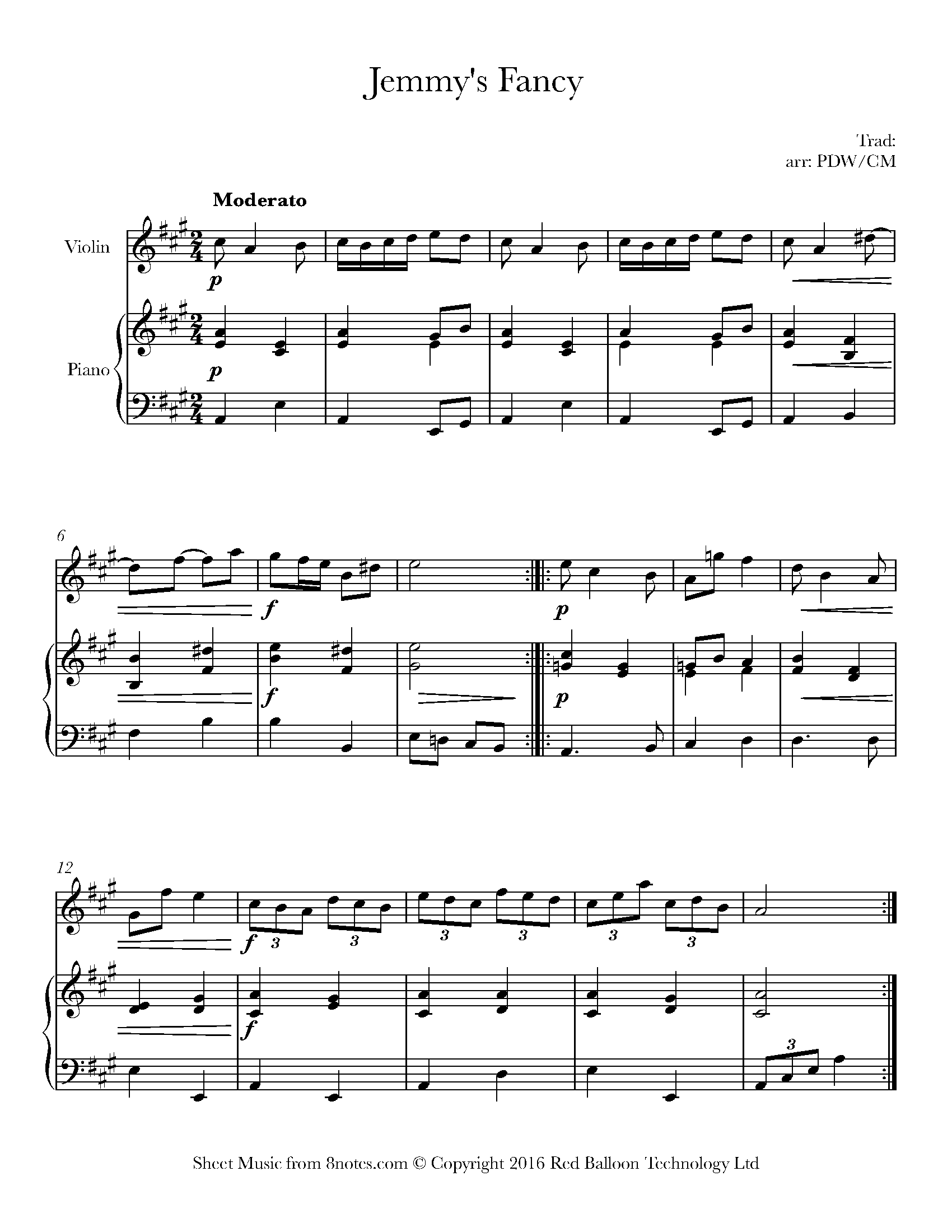 Jemmy's Fancy Sheet music for Violin - 8notes.com