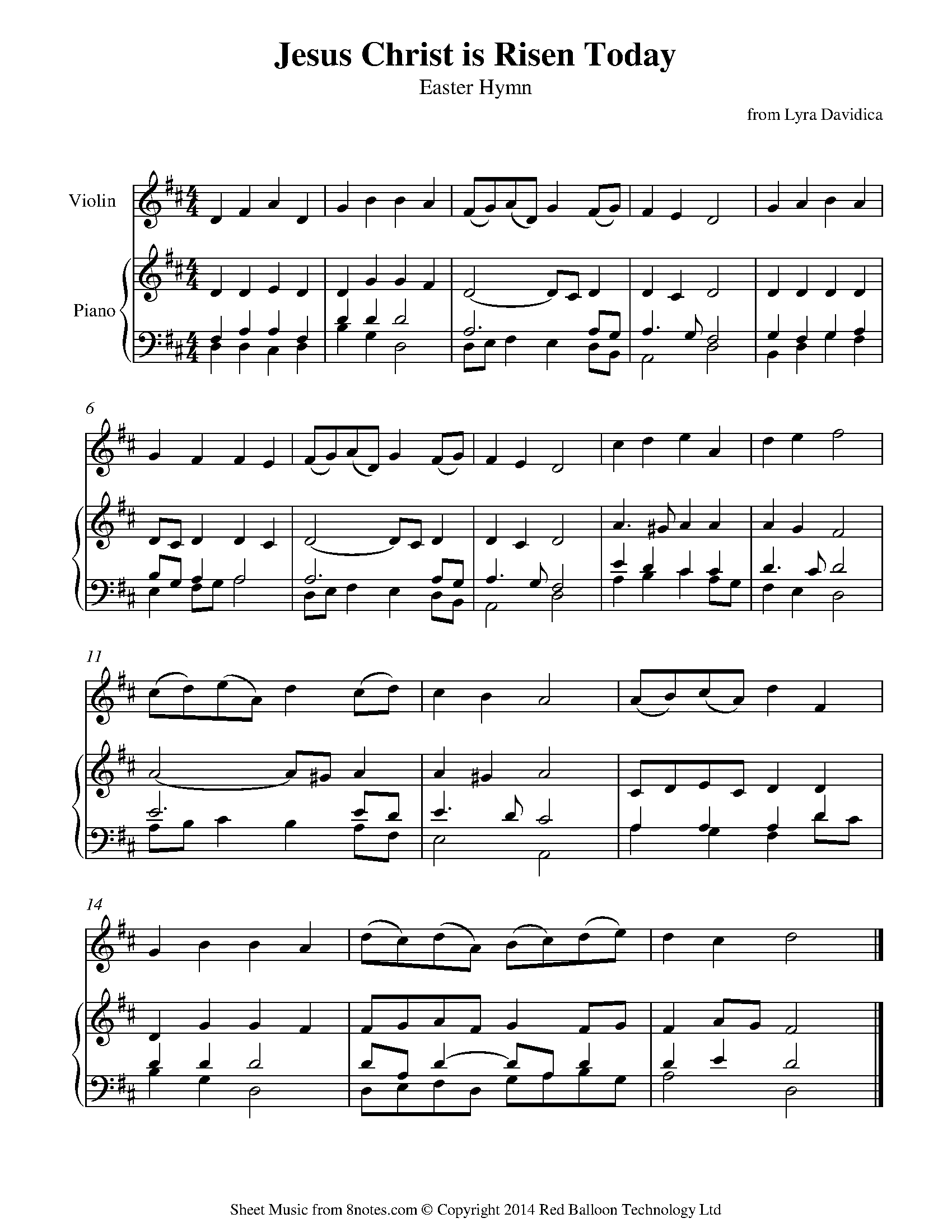 Jesus Christ is Risen Today Sheet music for Violin - 8notes.com