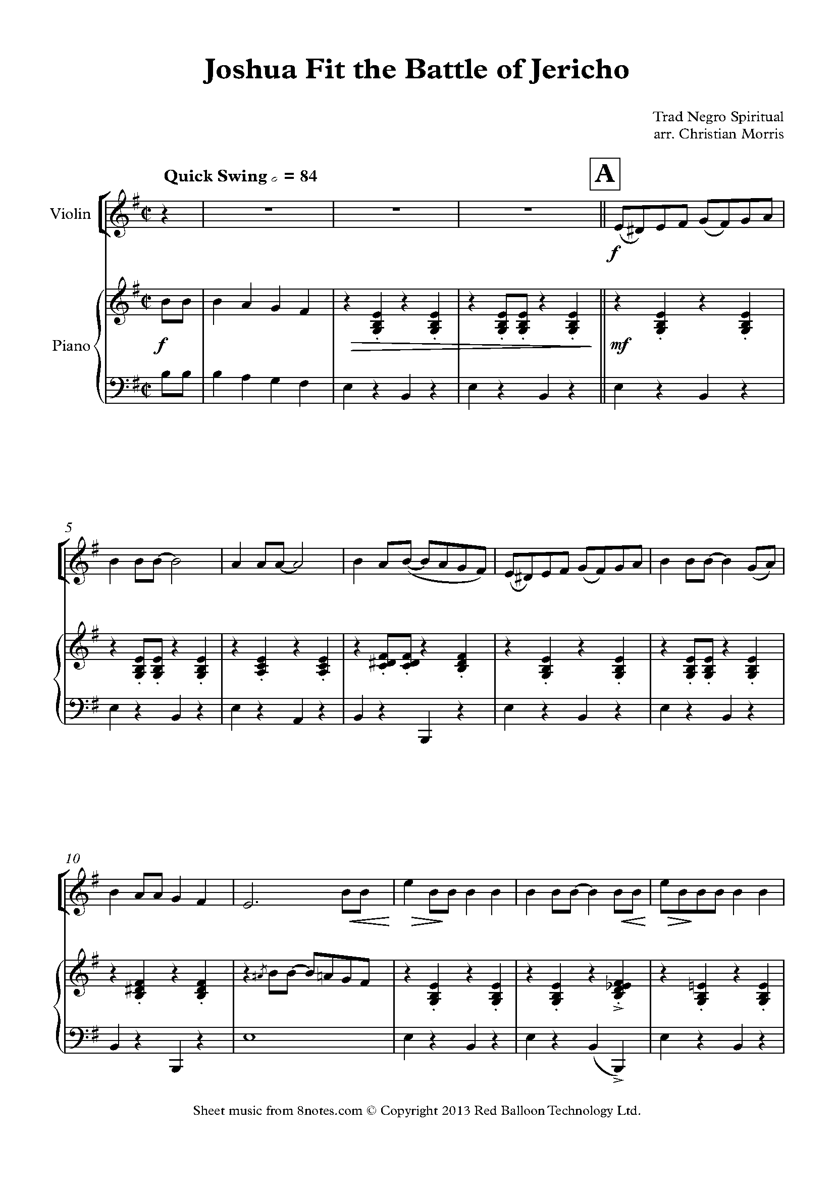 Joshua Fit the Battle of Jericho Sheet music for Violin - 8notes.com