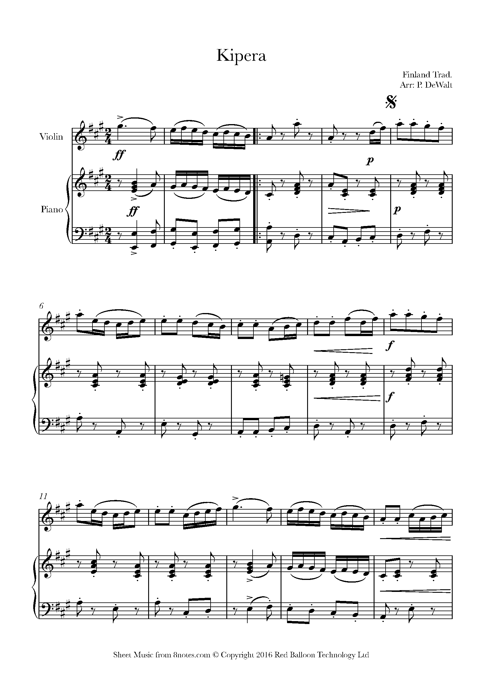 Kipera Sheet music for Violin - 8notes.com