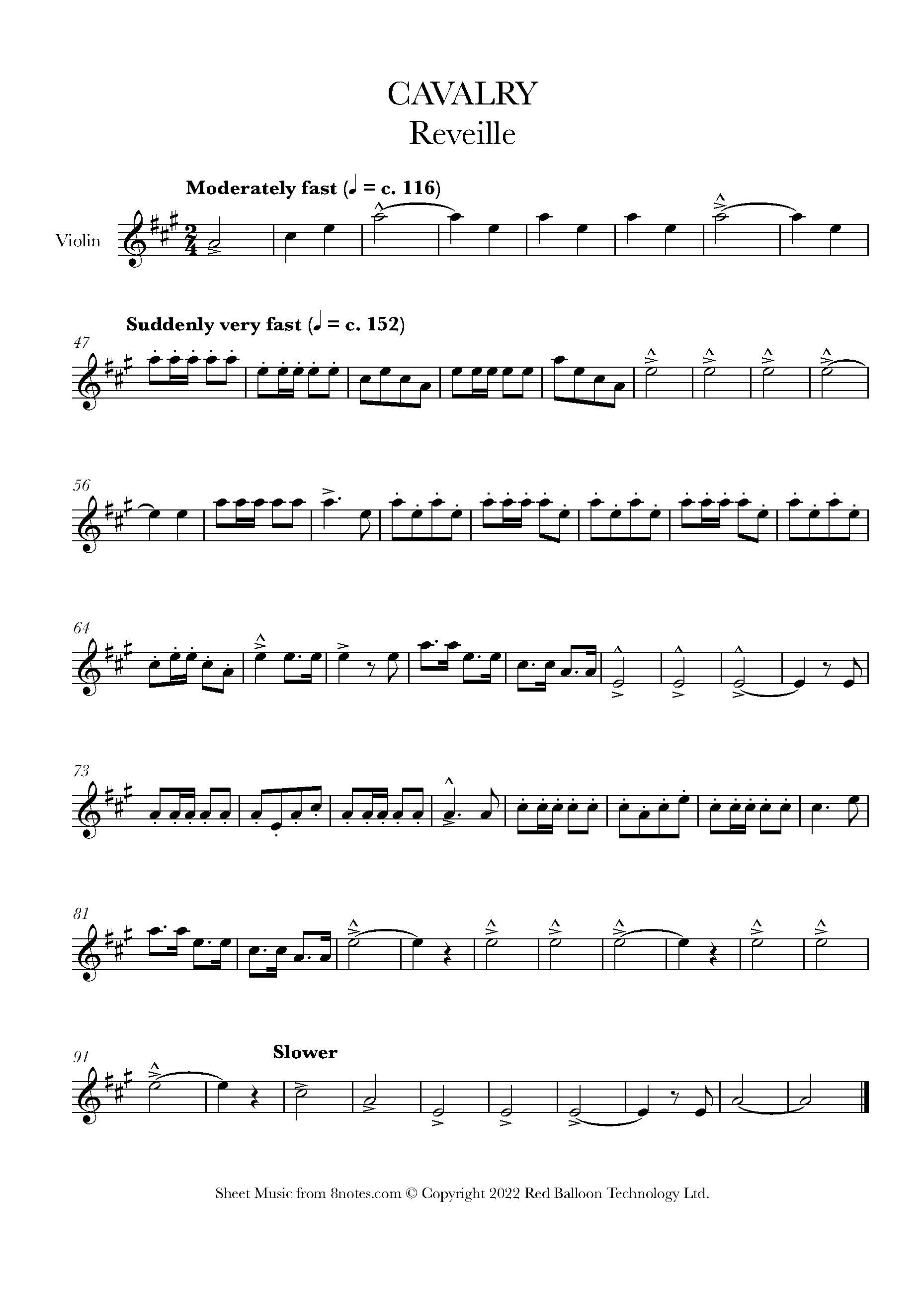 Last Post and Reveille (Cavalry) Sheet music for Violin - 8notes.com