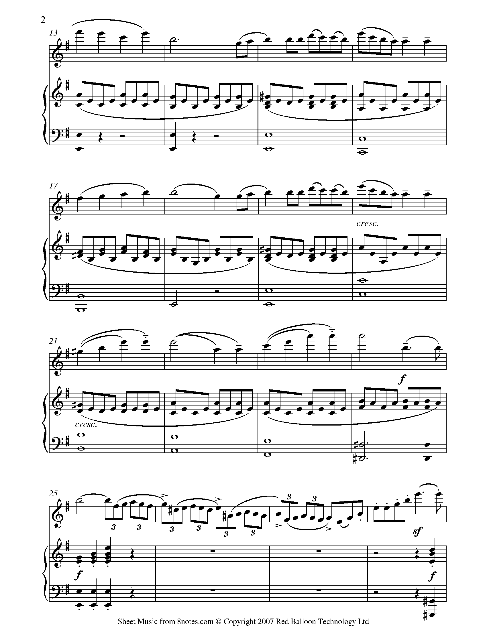Mendelssohn Theme From Violin Concerto Op 64 In E Minor Sheet Music