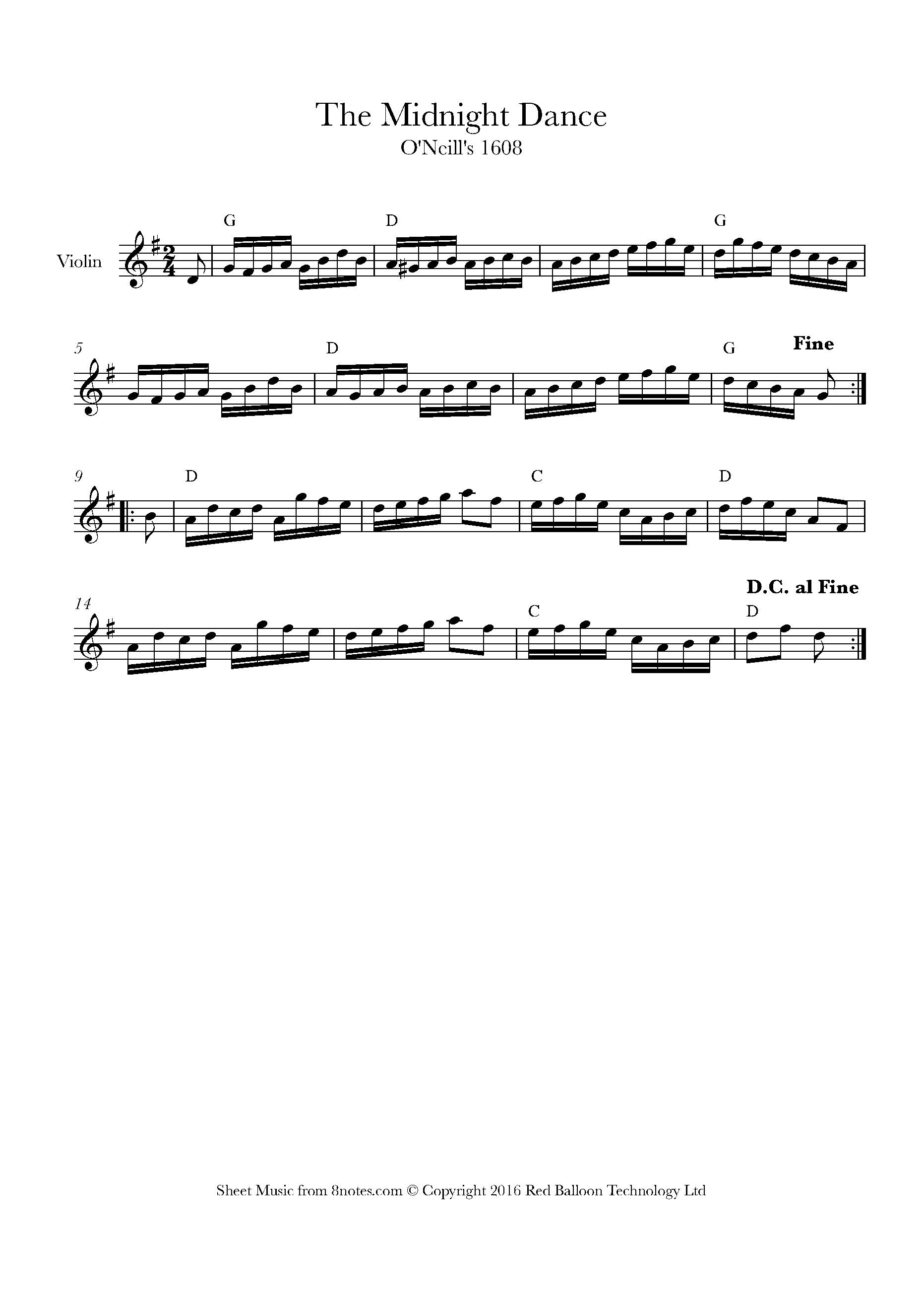 Midnight Dance, The (Irish Trad) Sheet music for Violin - 8notes.com