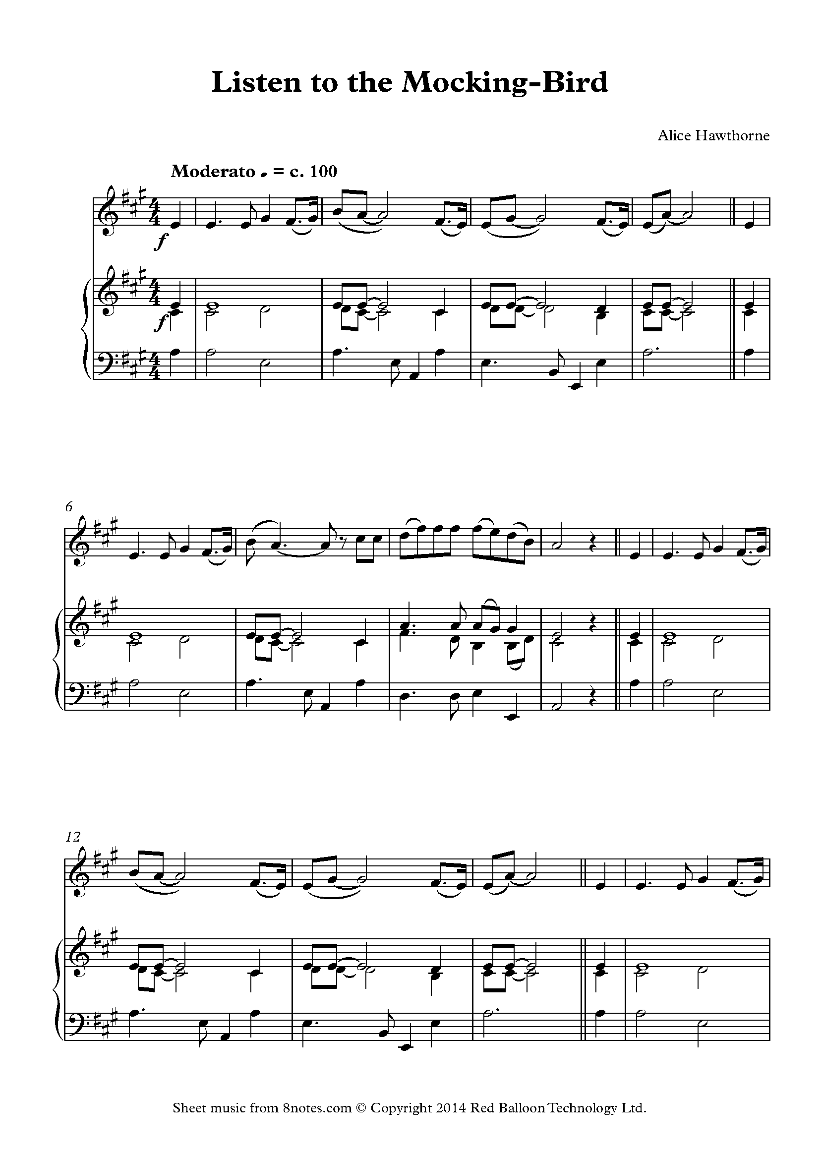Listen to the Mocking-Bird Sheet music for Violin - 8notes.com