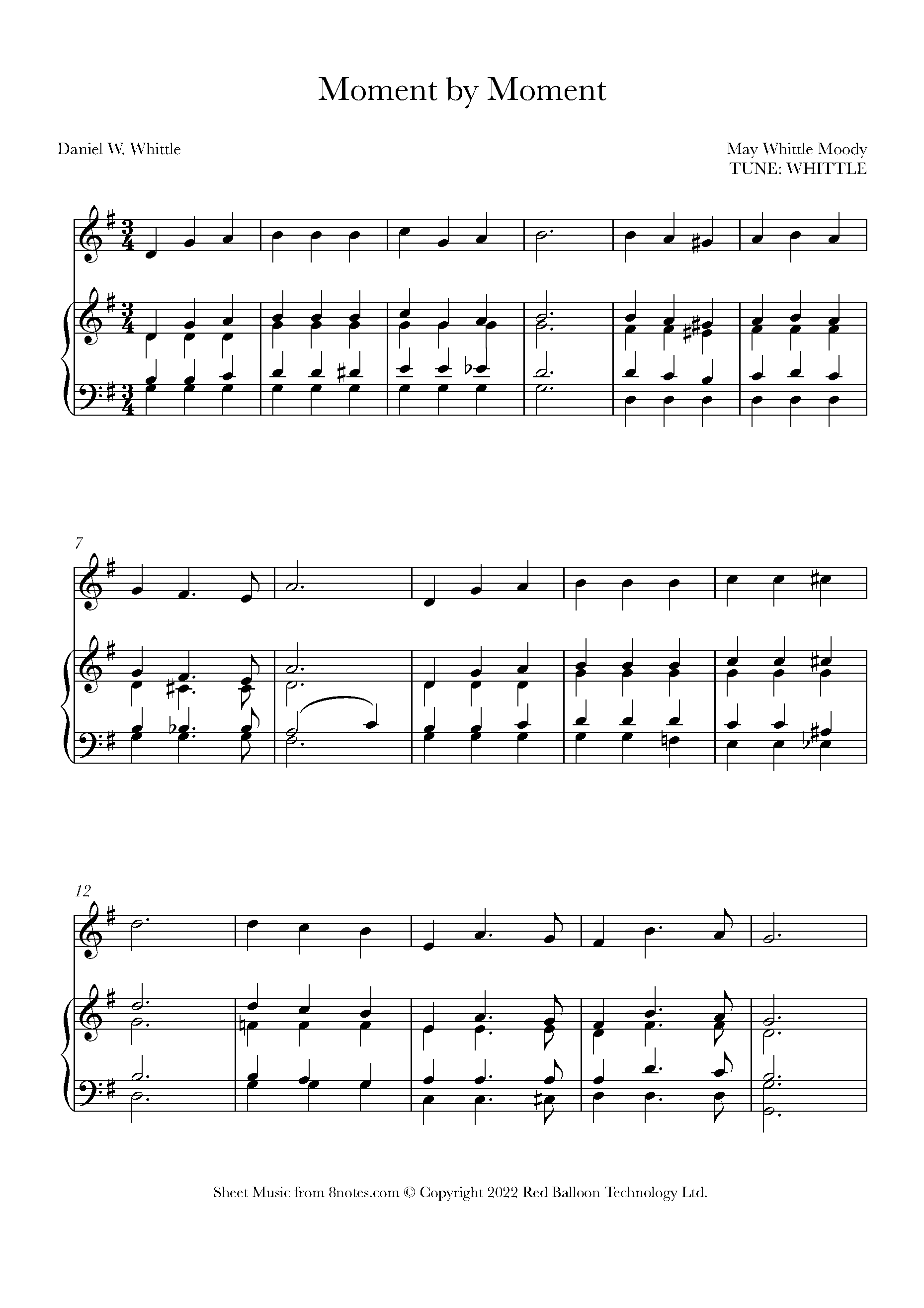 Moment by Moment (Whittle) Sheet music for Violin - 8notes.com