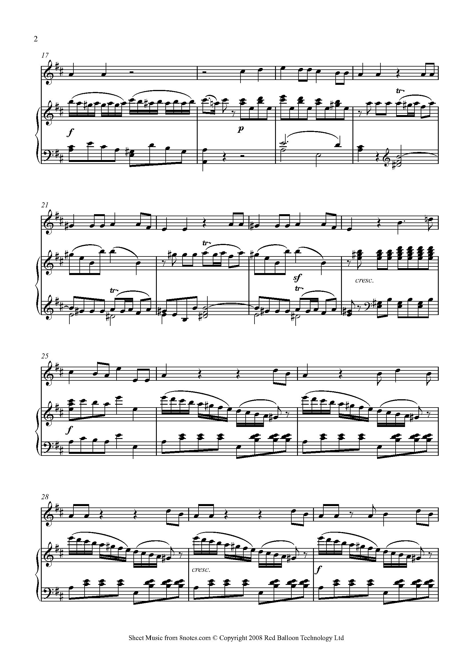 Mozart - Non Piu Andrai from Marriage of Figaro Sheet music for Violin ...