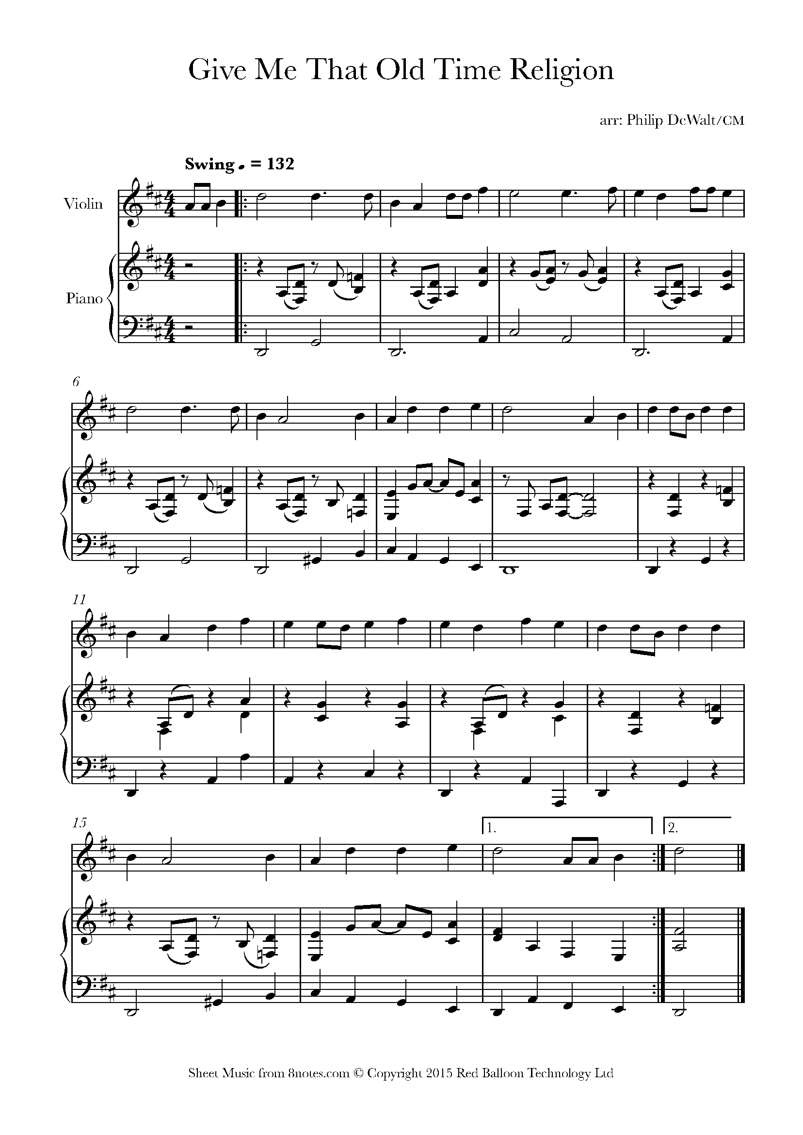 Give Me That Old Time Religion Sheet music for Violin - 8notes.com