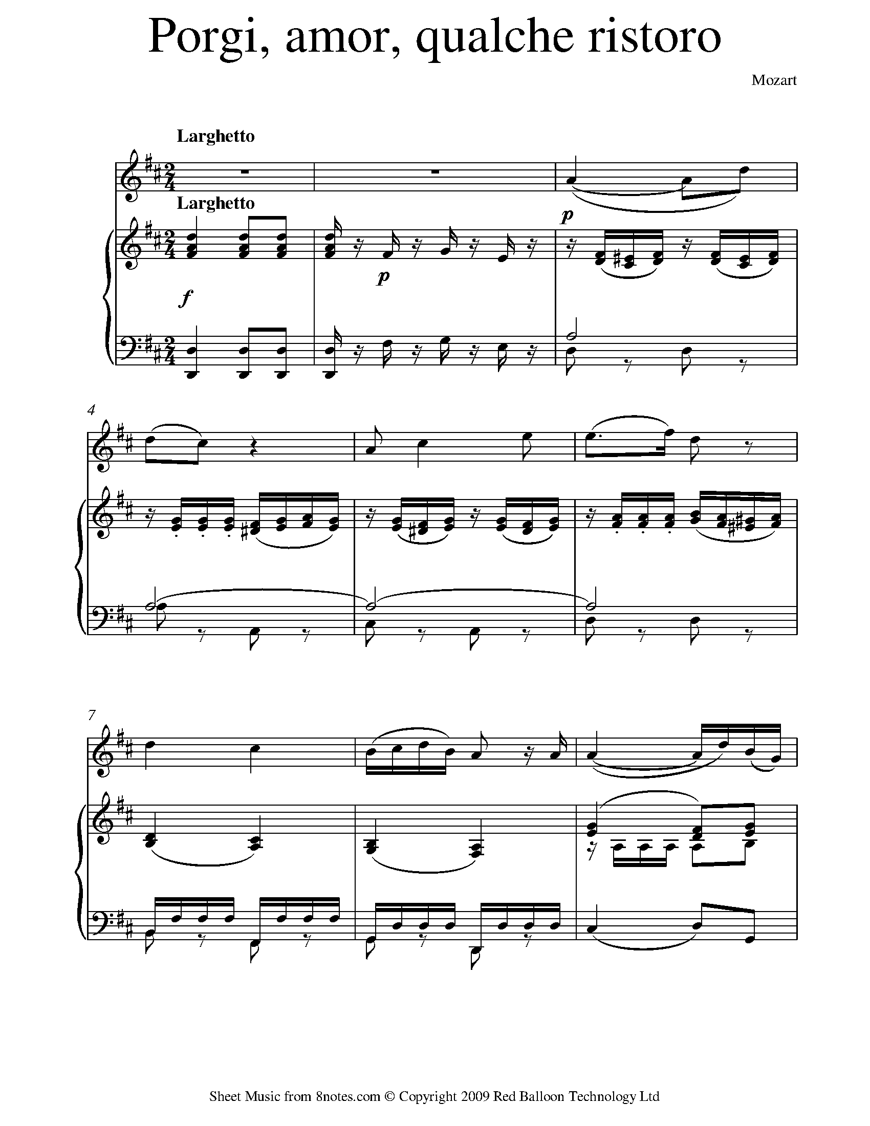 Mozart - Porgi, amor from Marriage of Figaro Sheet music for Violin ...