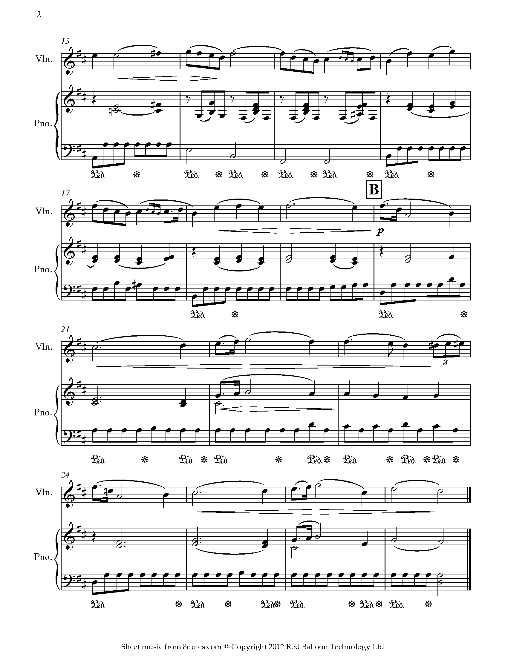 Chopin - Prelude Op. 28 No. 15 Raindrop Sheet music for Violin ...