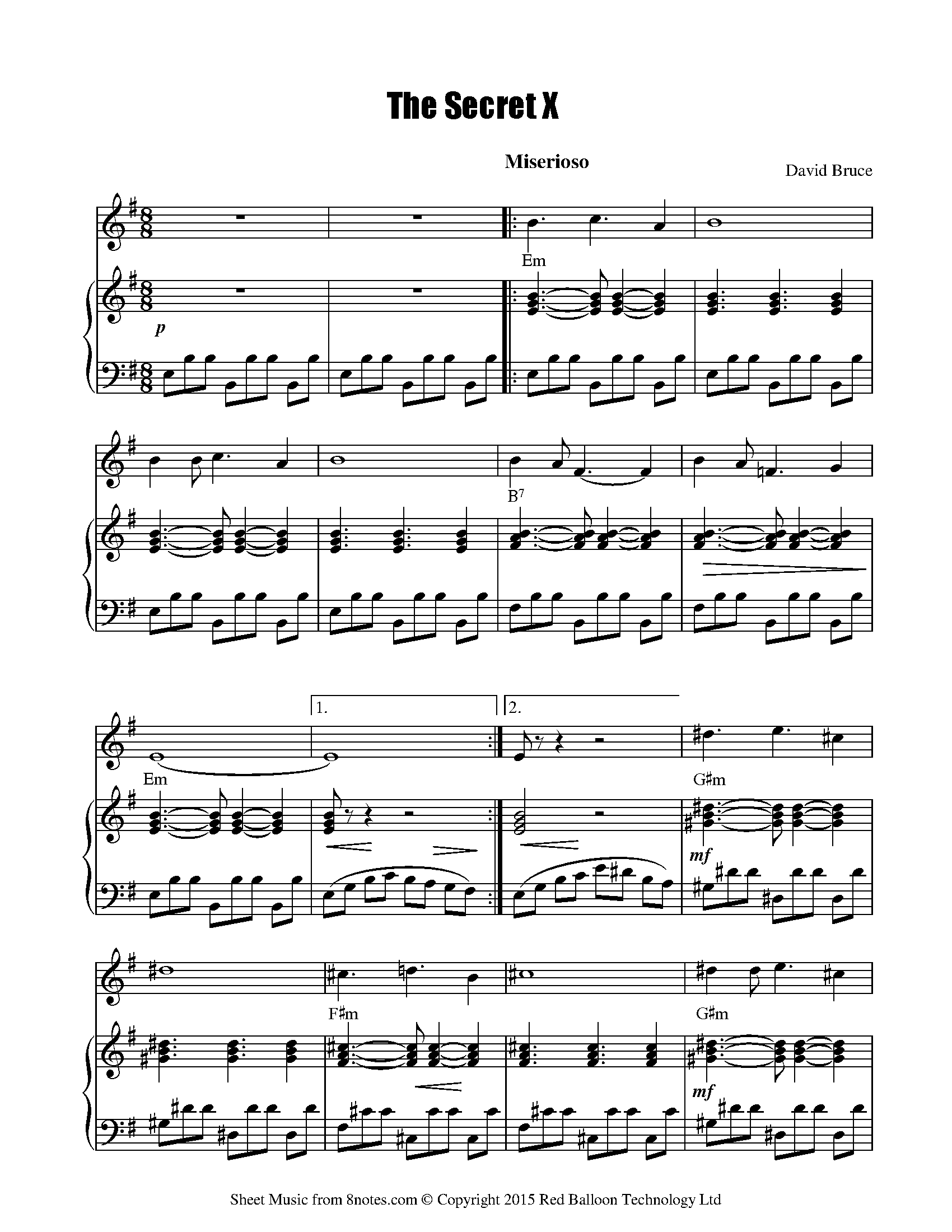 David Bruce - Secret X Sheet music for Violin - 8notes.com