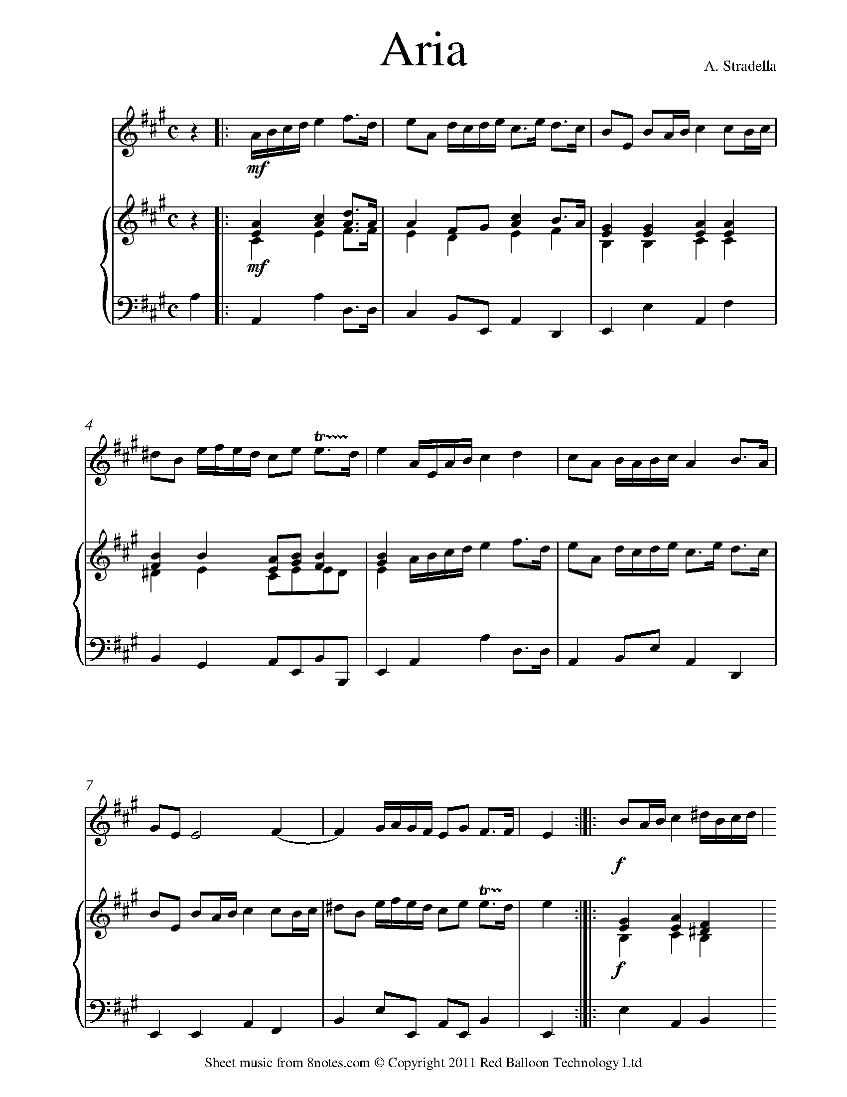 Stradella - Aria Sheet music for Violin - 8notes.com