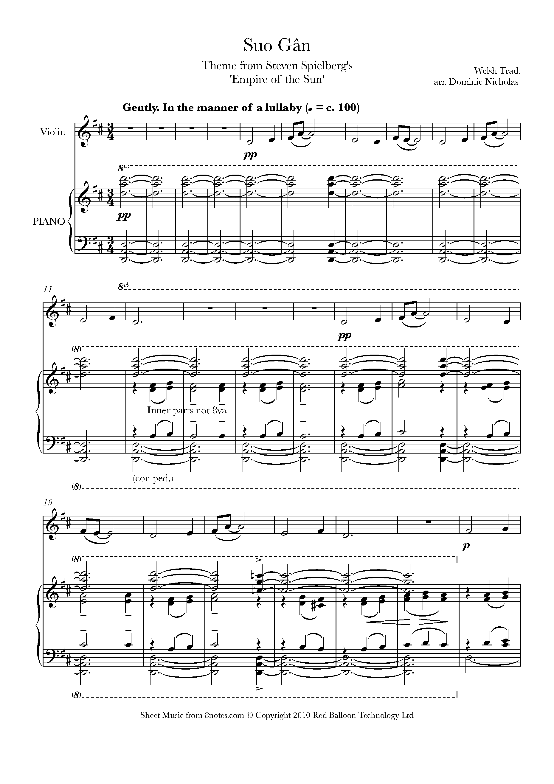 Theme from Empire of the Sun ( Suo Gan ) Sheet music for Violin ...