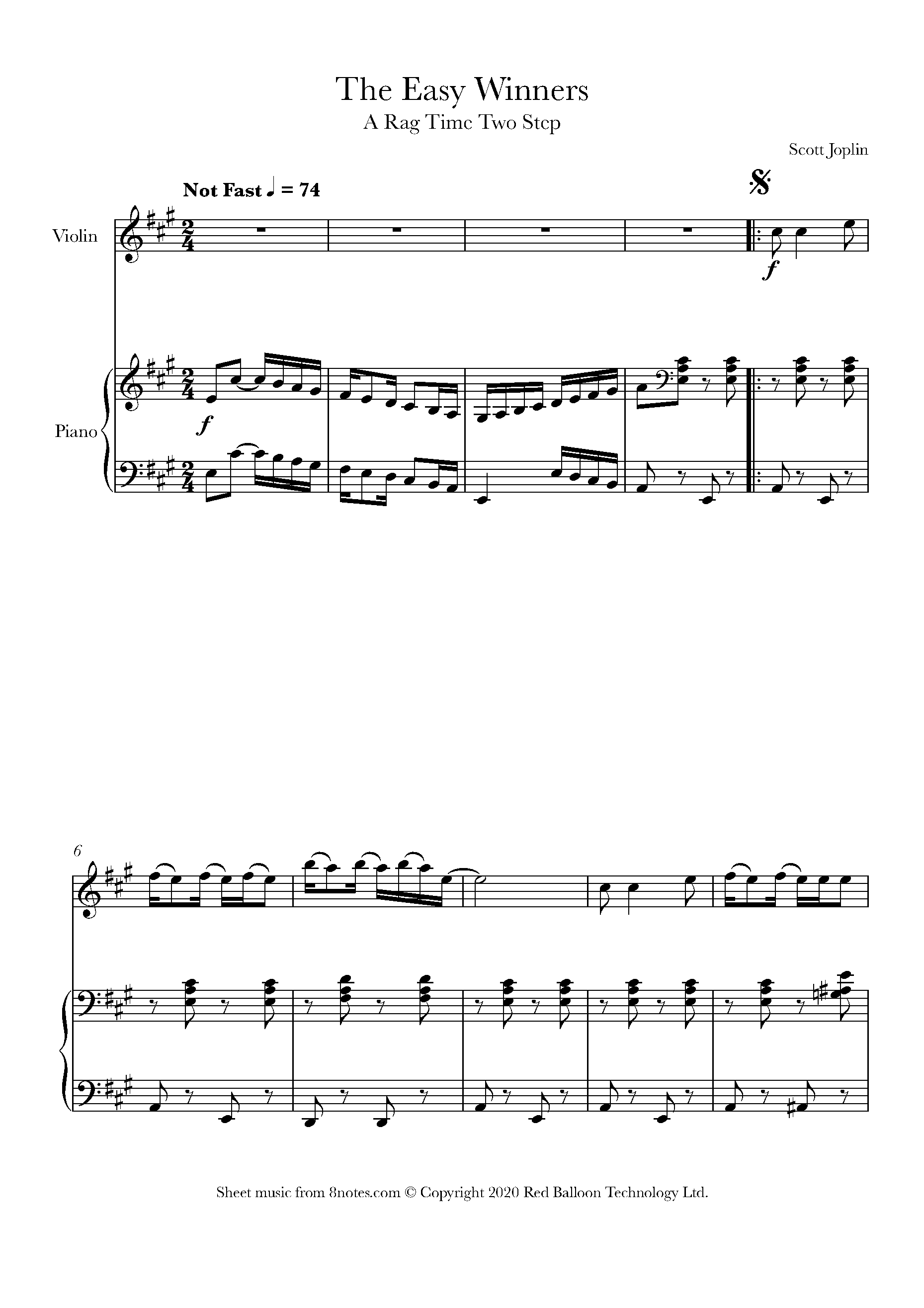 Scott Joplin - The Easy Winners (A Rag Time Two Step) Sheet music for ...