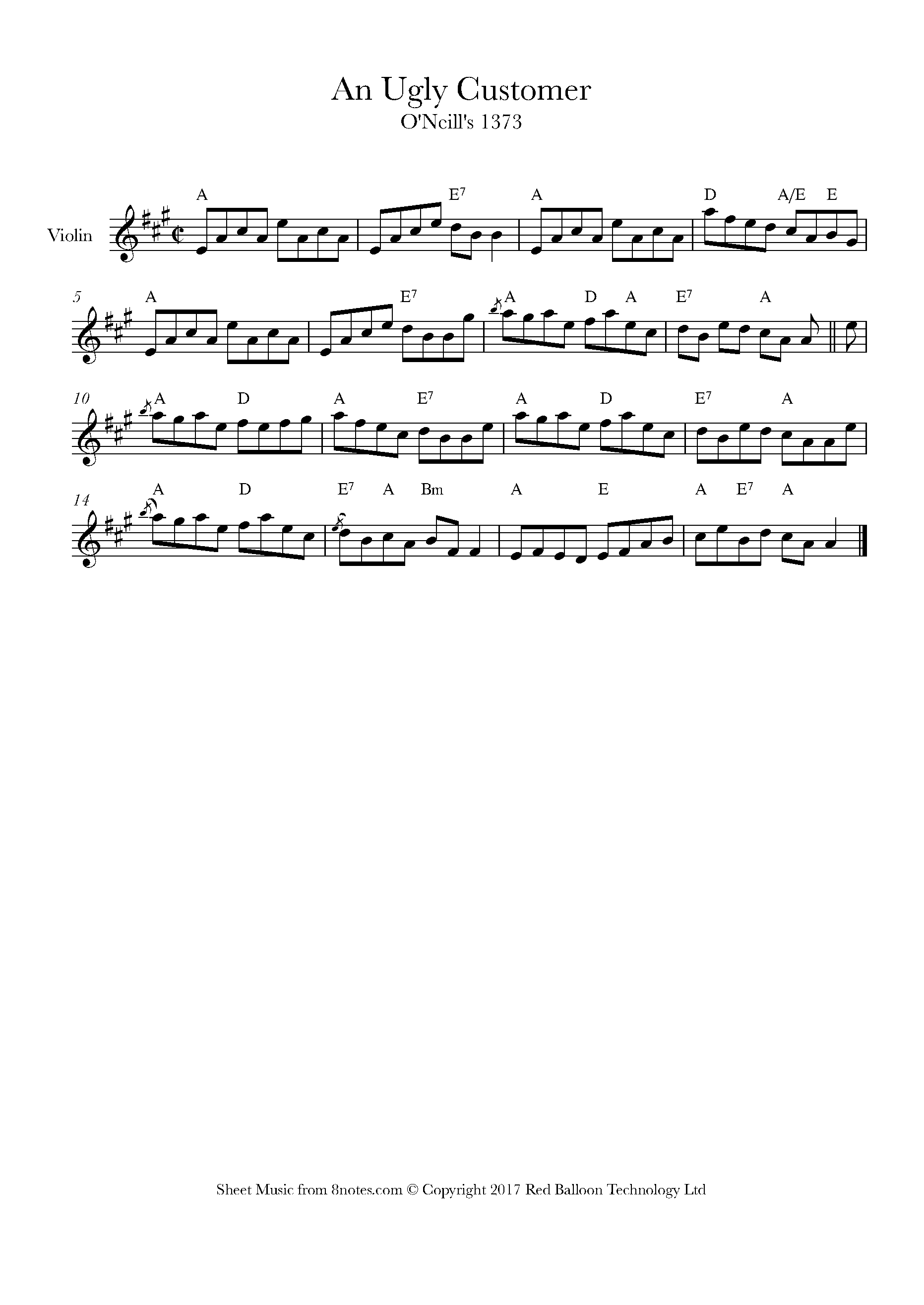 An Ugly Customer (Irish Trad) Sheet music for Violin - 8notes.com