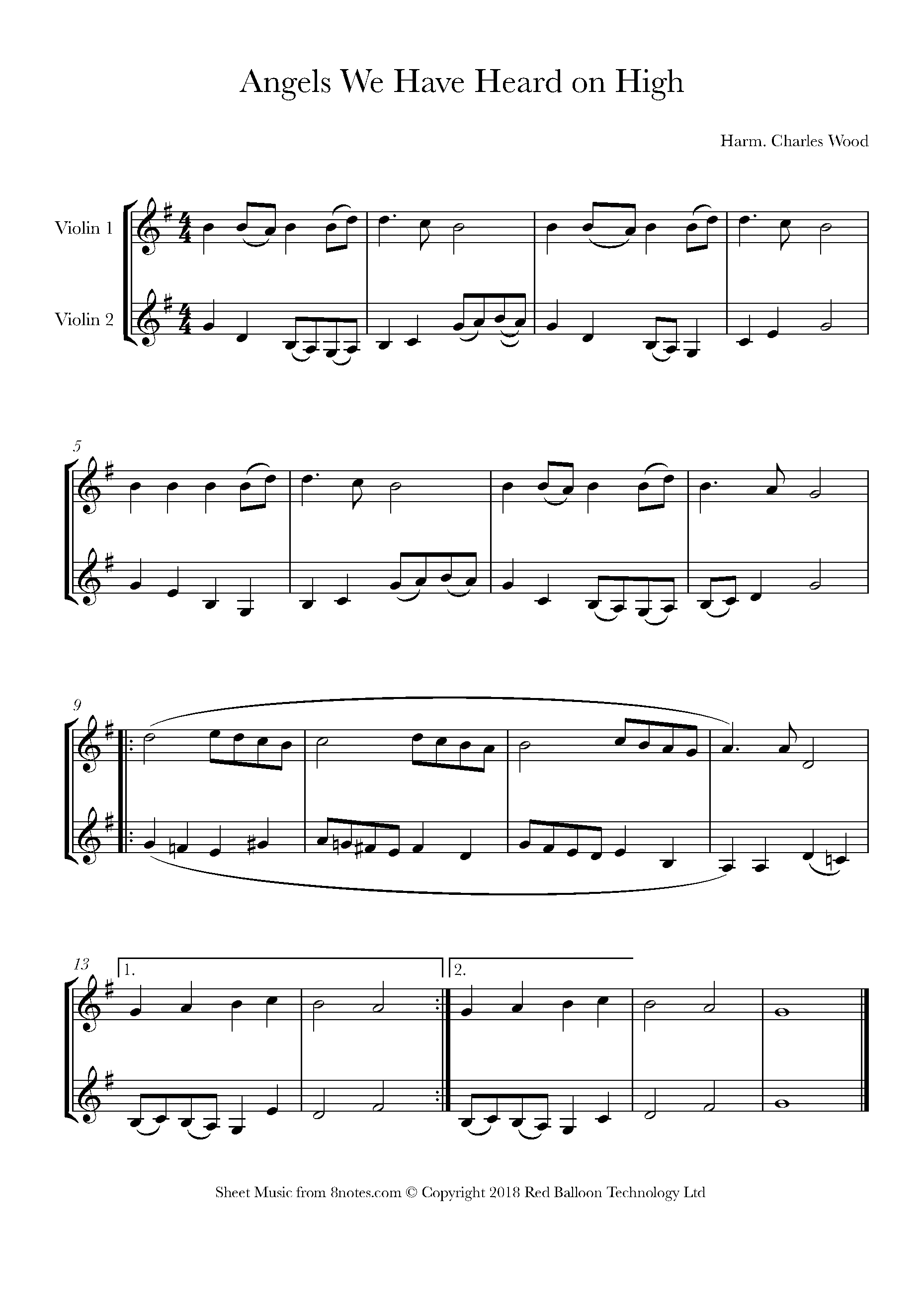 Angels We Have Heard on High Sheet music for Violin Duet - 8notes.com