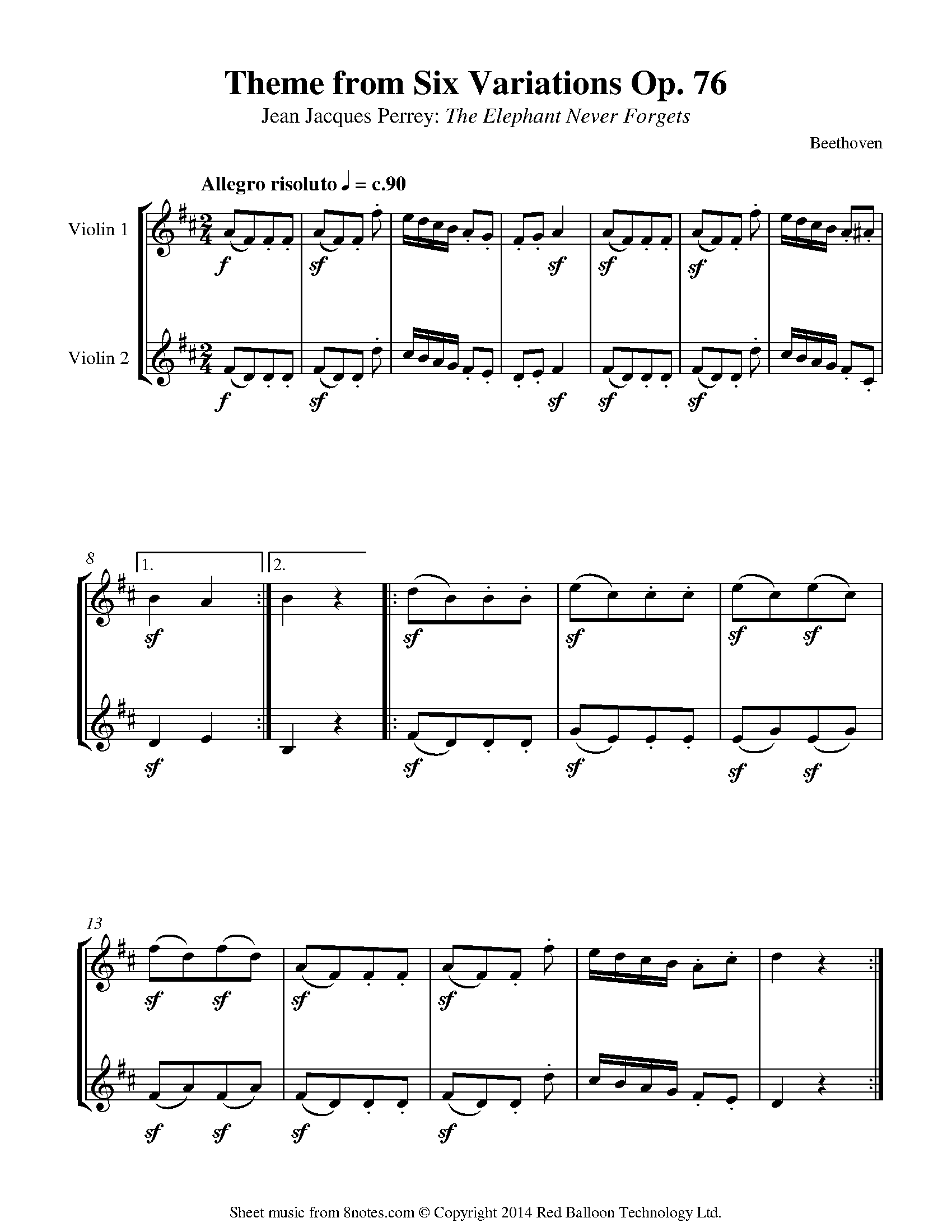 Ludwig van Beethoven - Theme from Six Variations Op. 76 (Jean Jacques ...