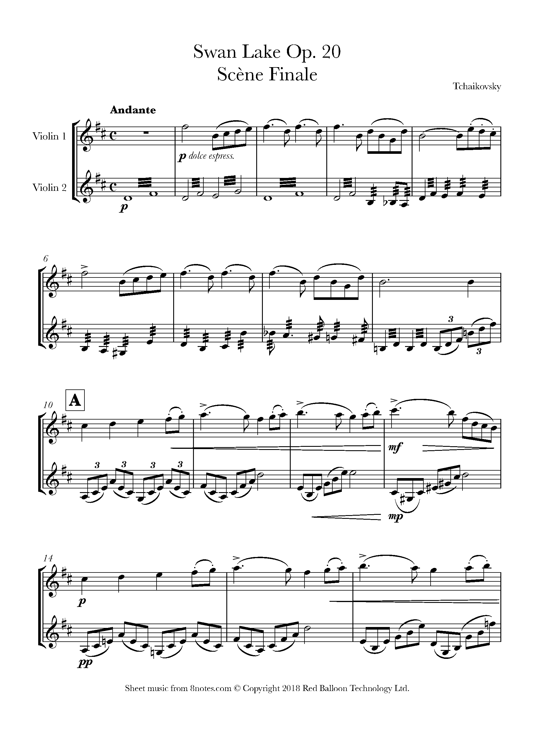 Tchaikovsky - Theme for Swan Lake Op.20 (Scene Finale) Sheet music for ...