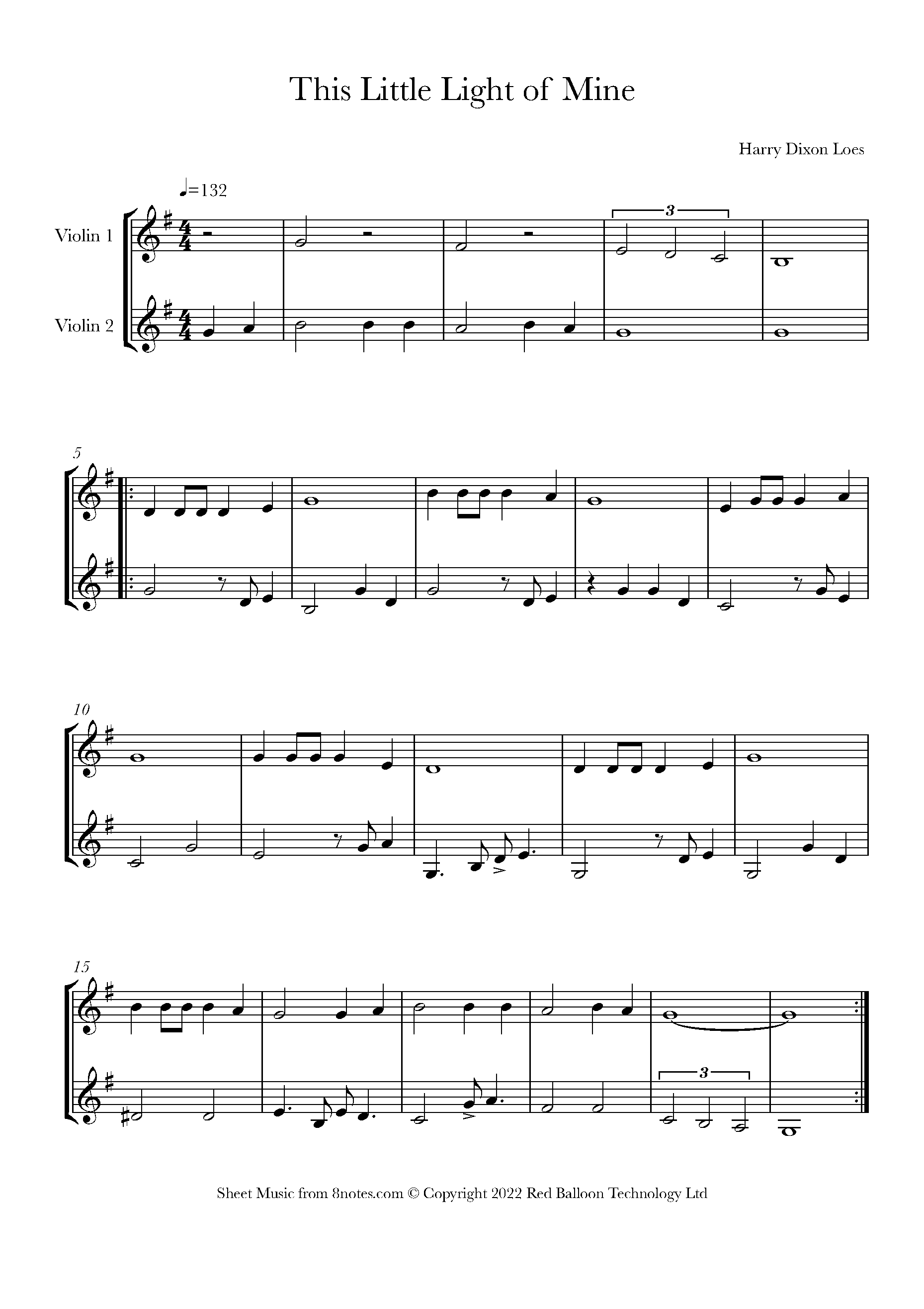 Harry Dixon Loes - This Little Light of Mine Sheet music for Violin ...