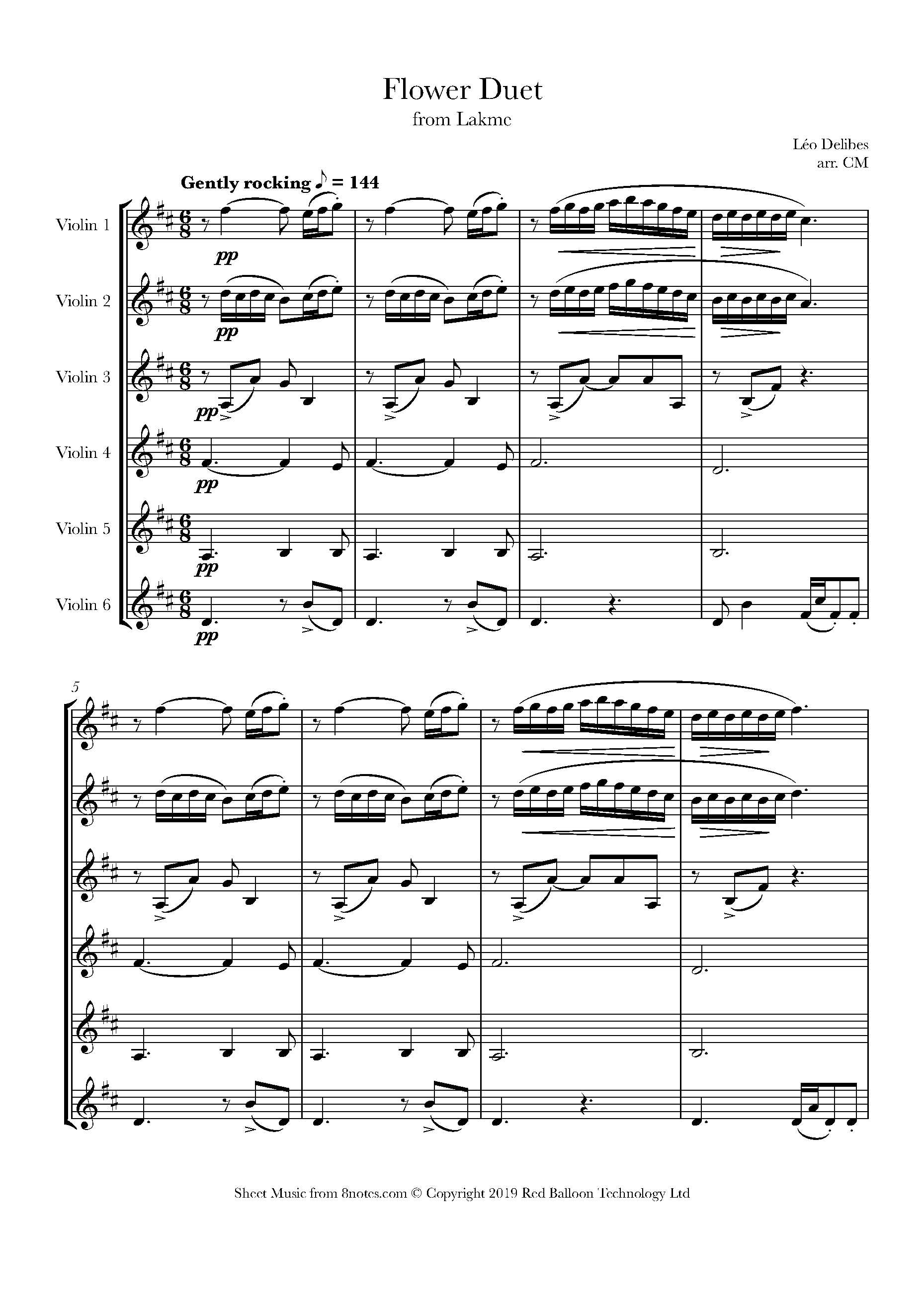 ﻿Delibes - Flower Duet from Lakme Sheet music for Violin Ensemble ...