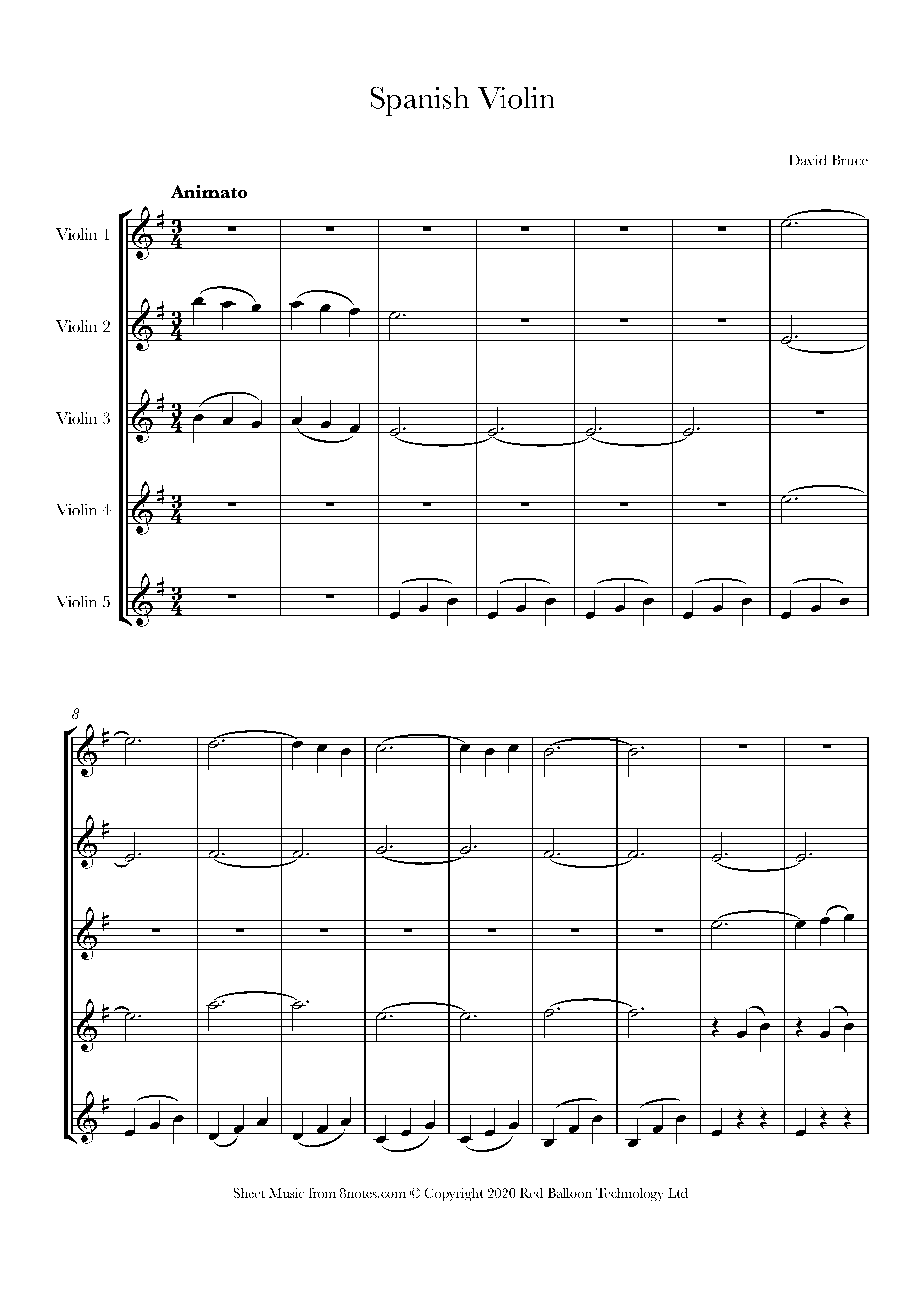Bruce, David - Spanish Violin Sheet music for Violin Ensemble - 8notes.com