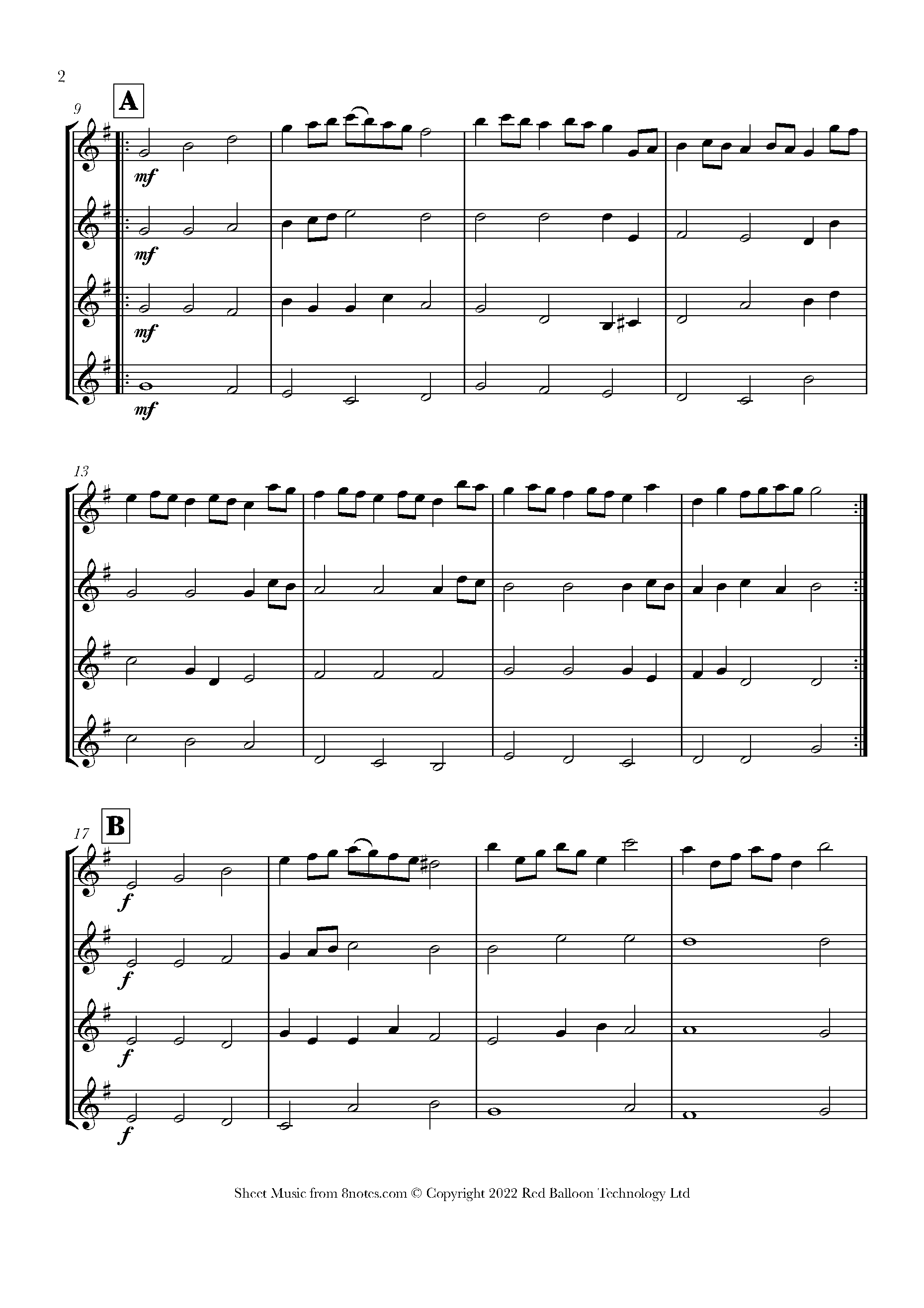 Purcell - Rondeau from Abdelazer Sheet music for Violin Quartet ...