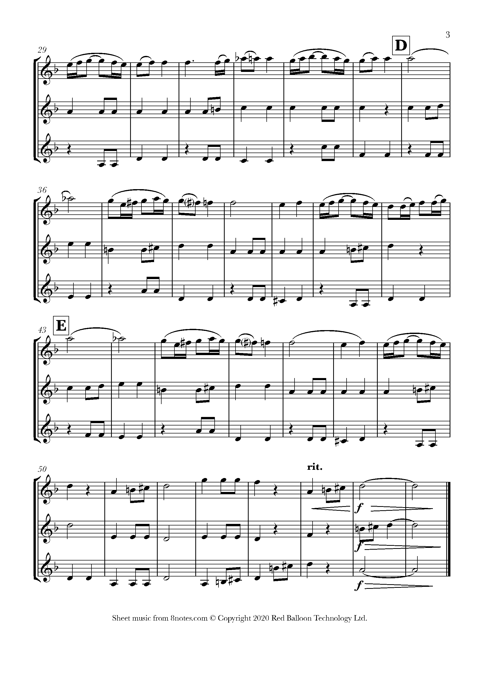 Beethoven - 7th Symphony 2nd mvt theme Sheet music for Violin Trio ...