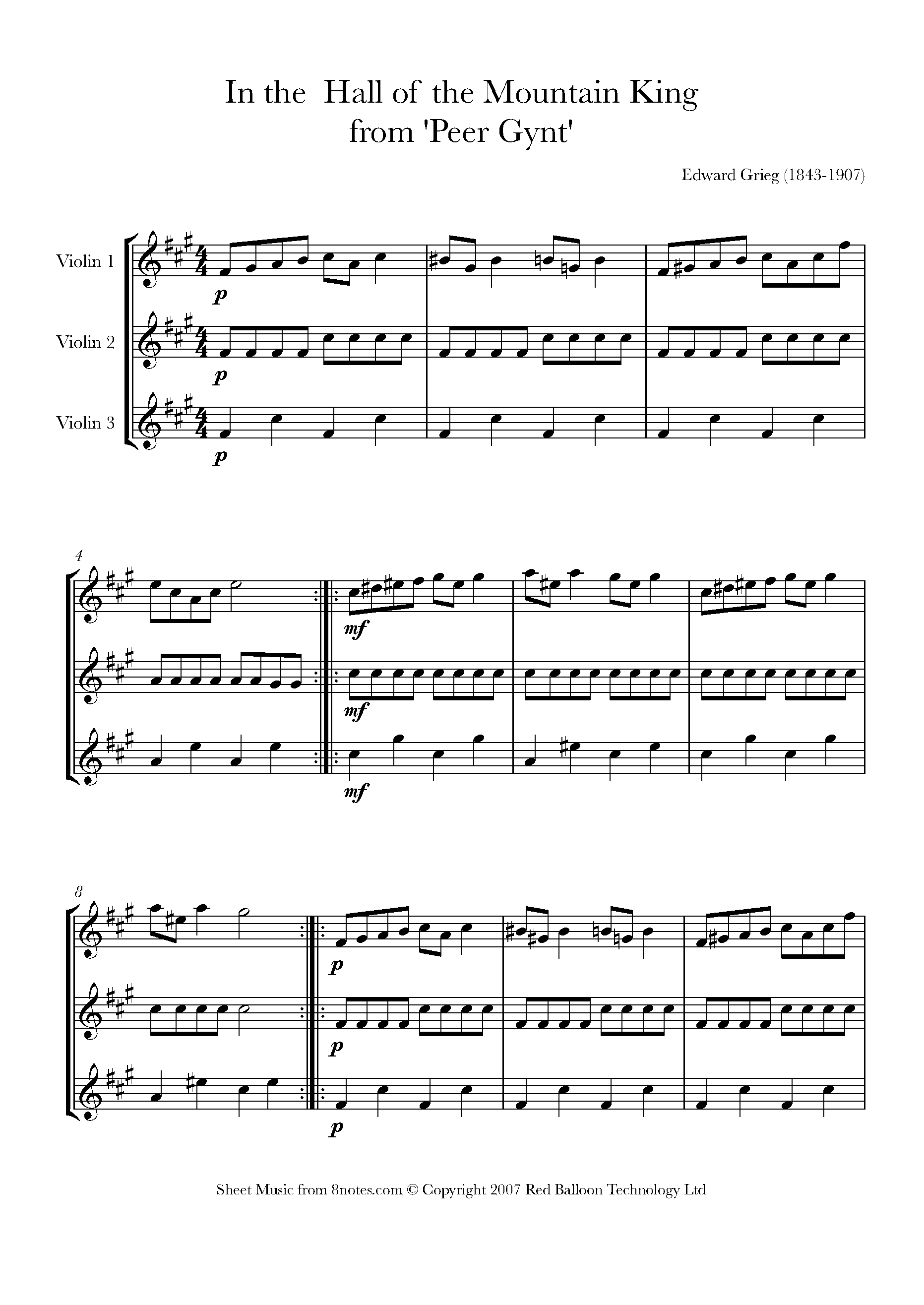 Grieg - In the Hall of the Mountain King (Peer Gynt) Sheet music for ...