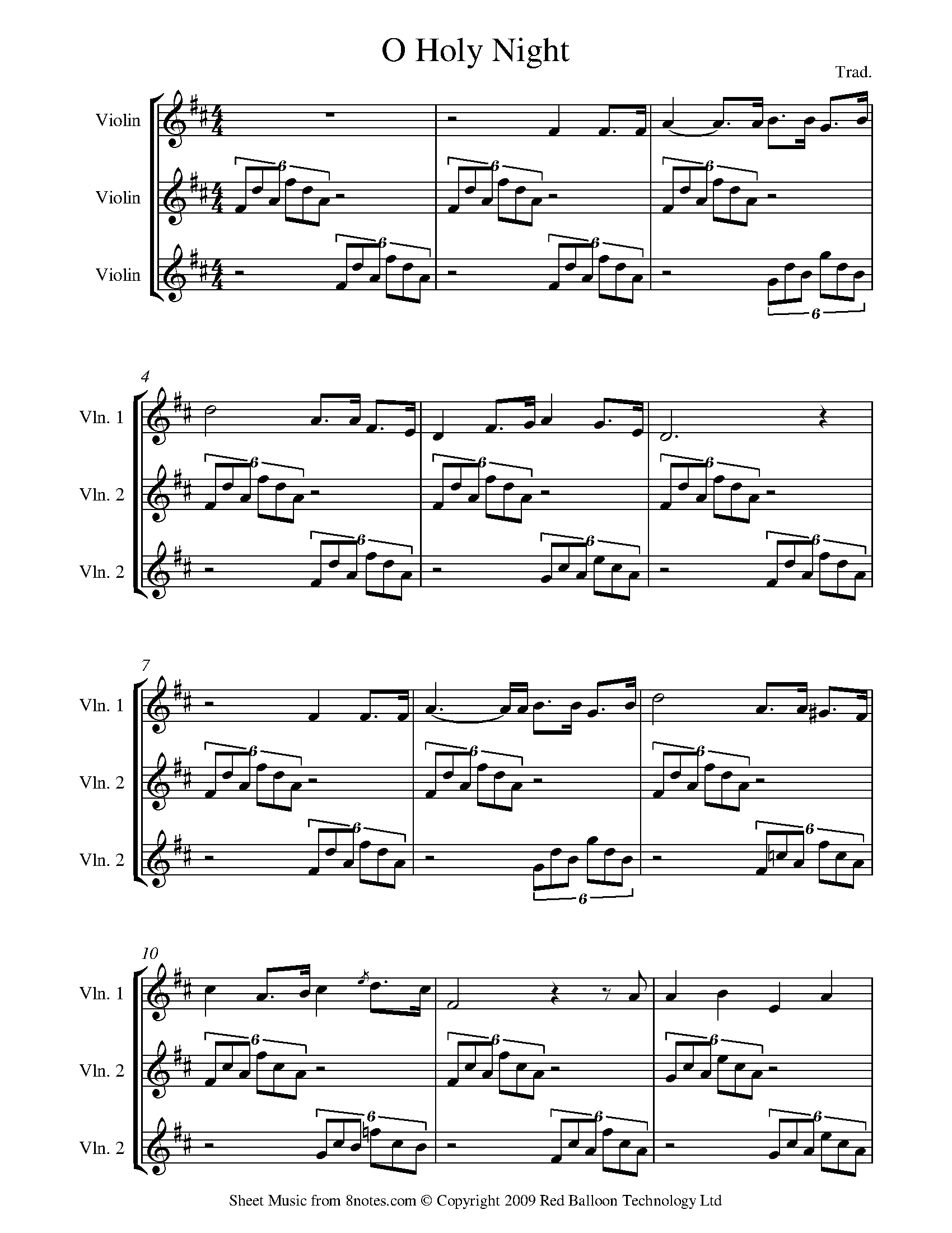 O Holy Night Sheet music for Violin Trio - 8notes.com