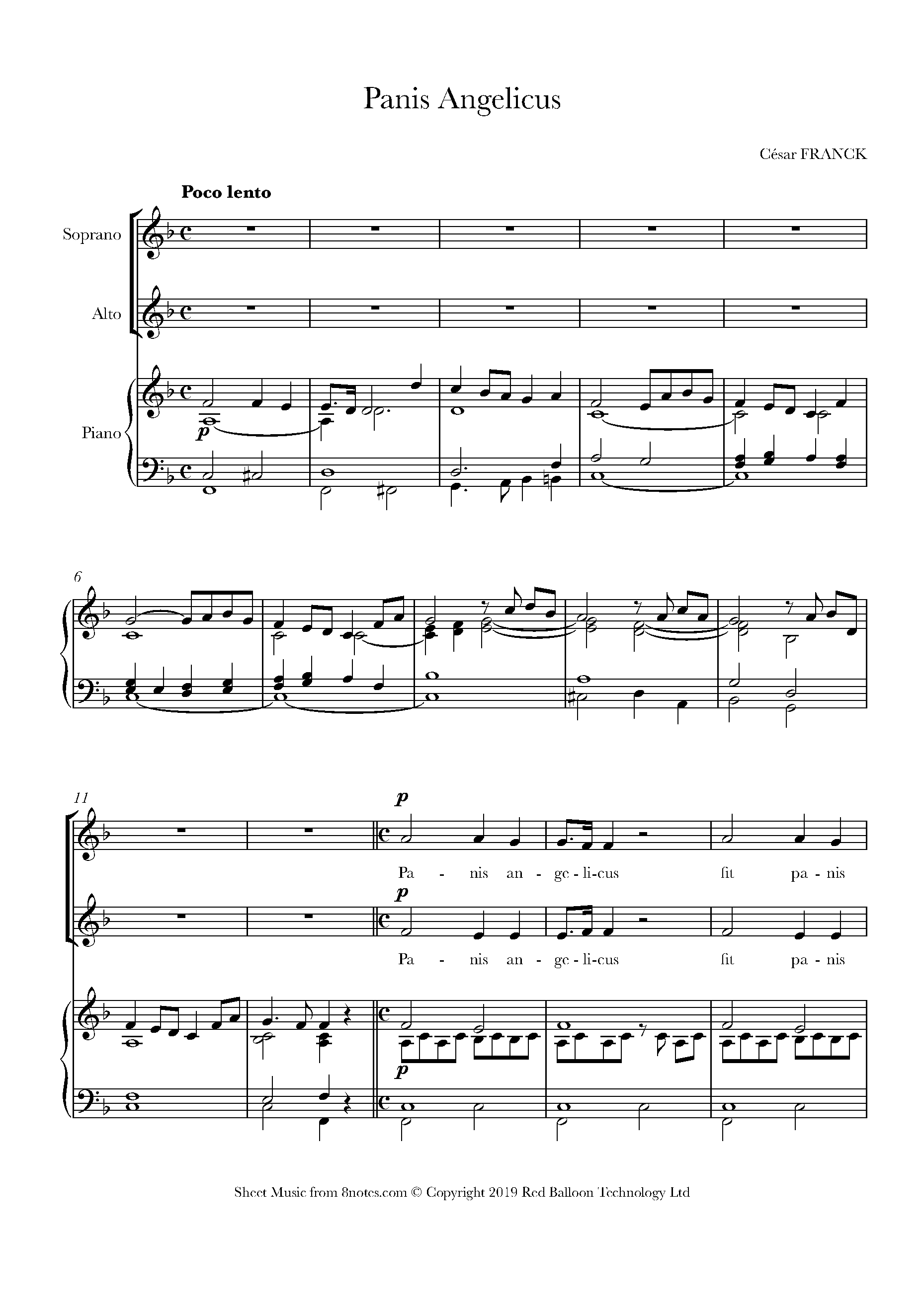 Franck - Panis Angelicus Sheet music for Vocal Duet - 8notes.com