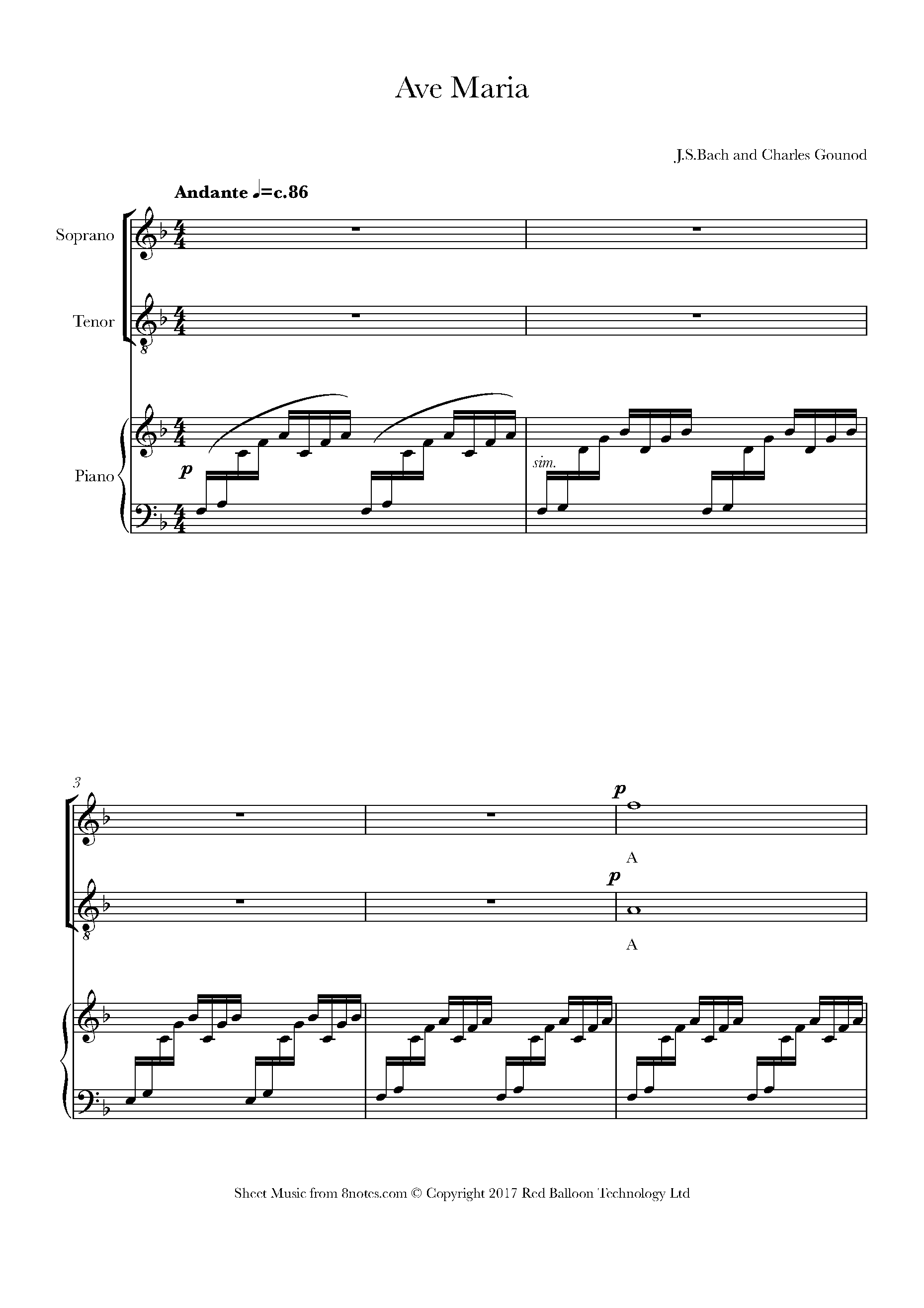Gounod - Ave Maria Sheet music for Vocal Duet - 8notes.com