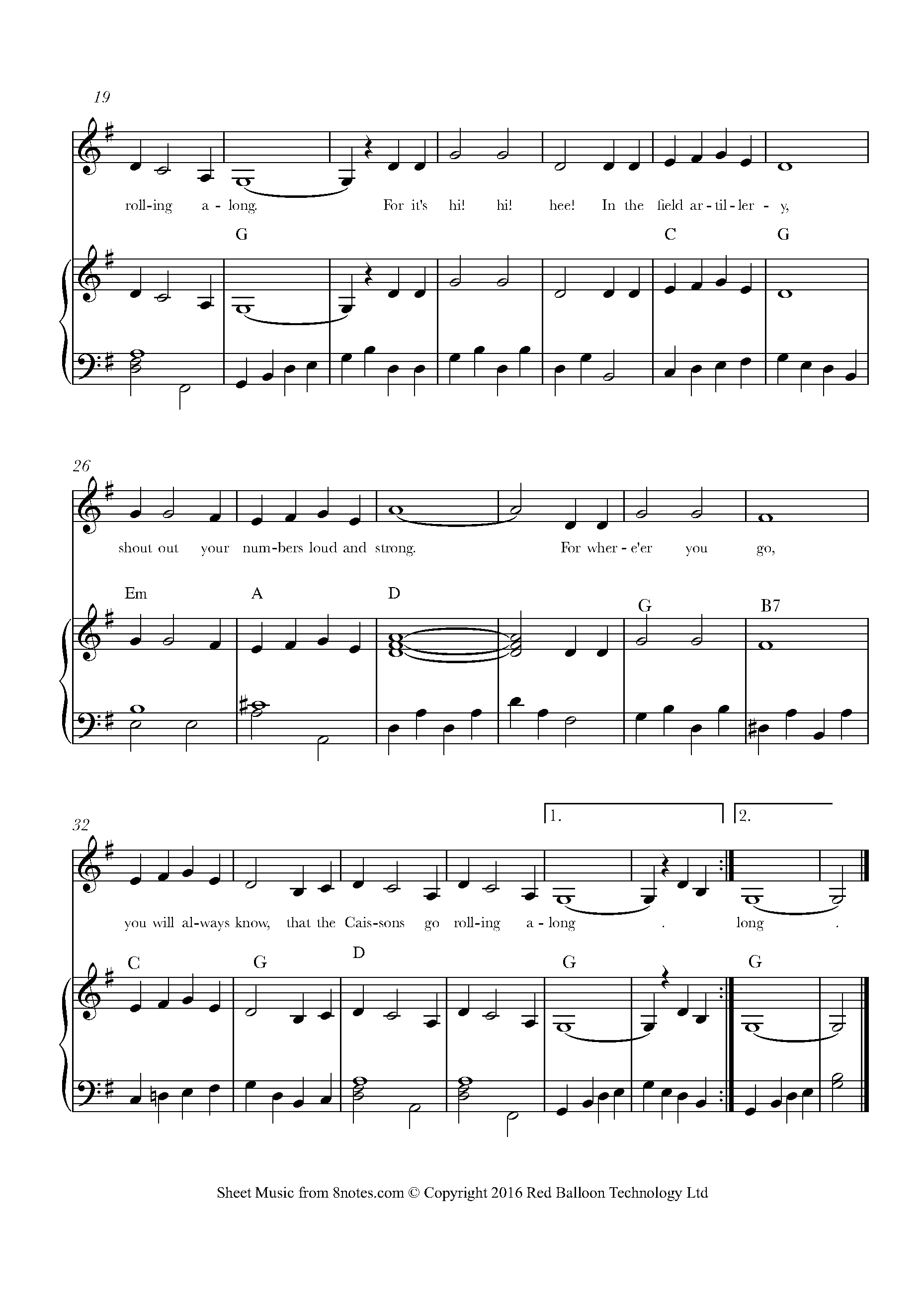 Edmund L. Gruber - The Caissons Go Rolling Along (The Army Song) Sheet ...